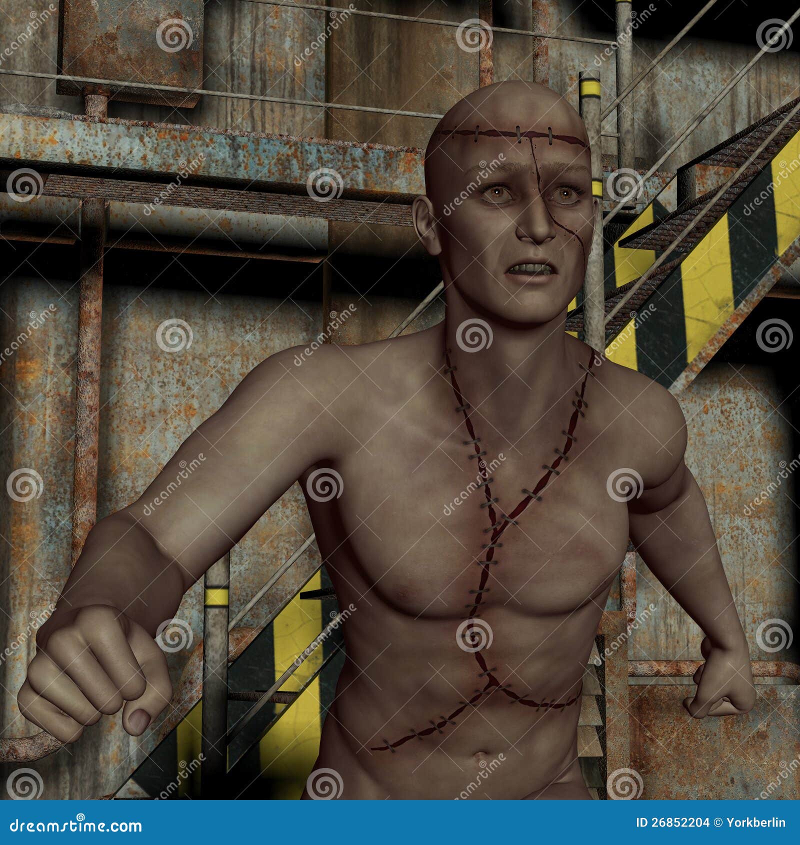 Monster with scars stock illustration. Illustration of frankenstein ...