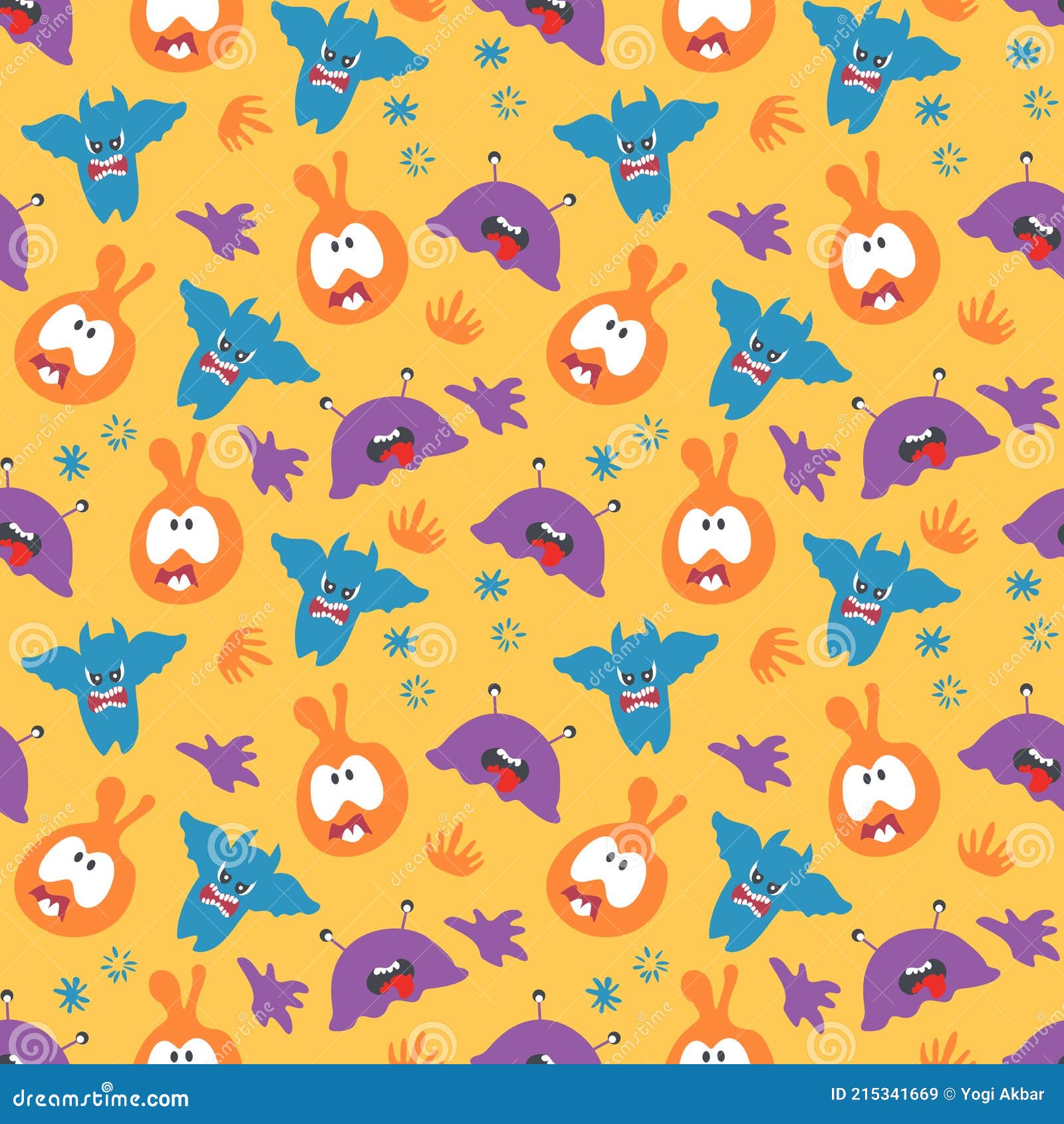 Monster Seamless Pattern Design. Vector Illustration Stock Vector ...