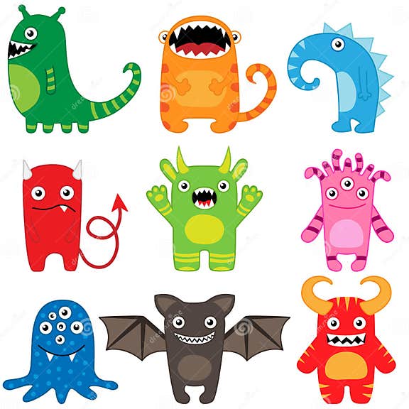 Monster set stock vector. Illustration of cartoon, drawing - 21236404
