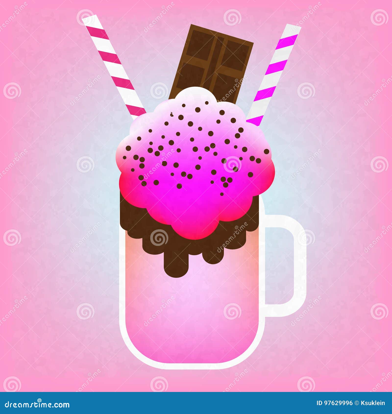 Monster Shake With Chocolate Bar. Giant Milkshake On Pink Background ...