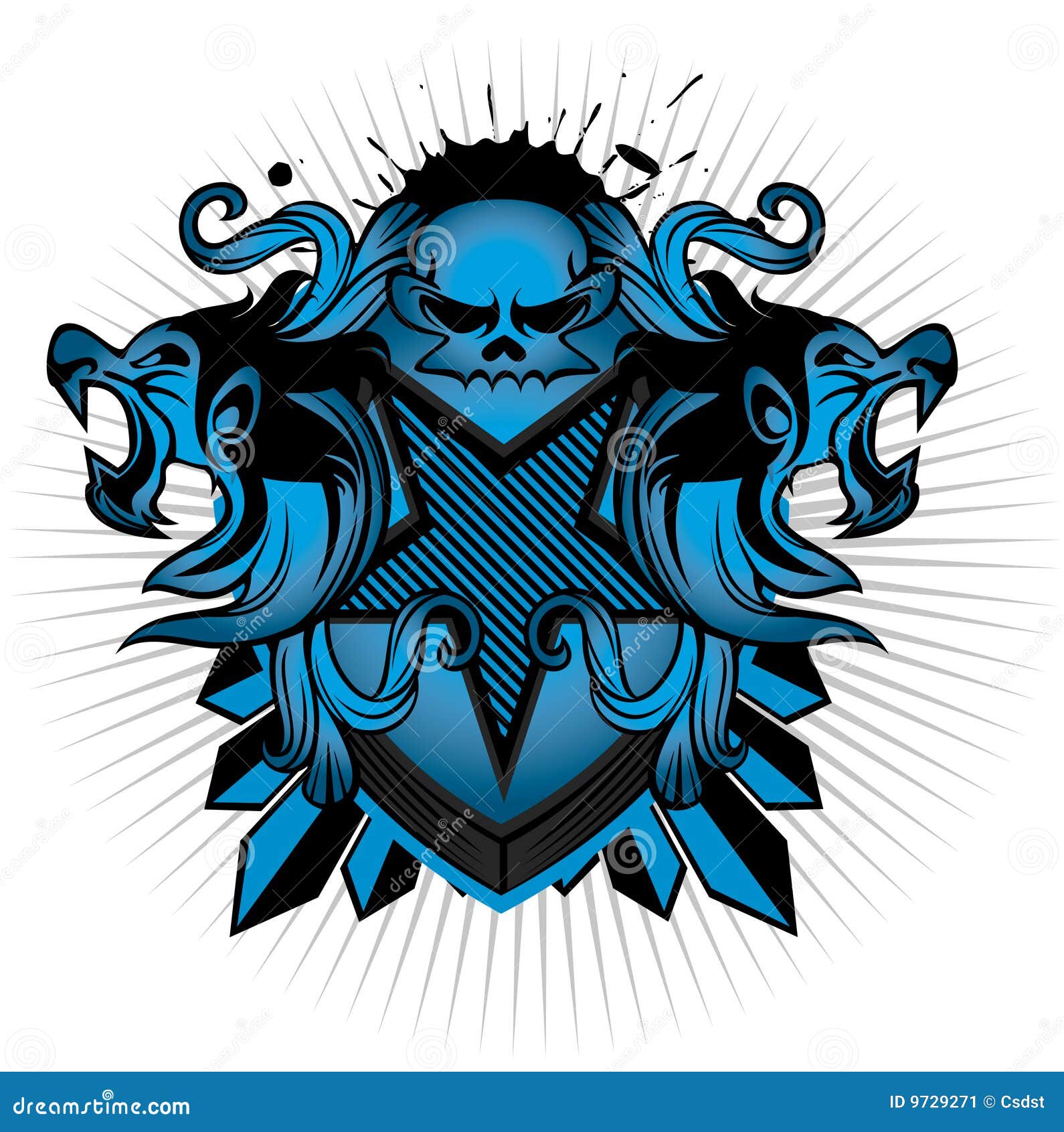 Monster shield stock vector. Illustration of pattern, skull - 9729271