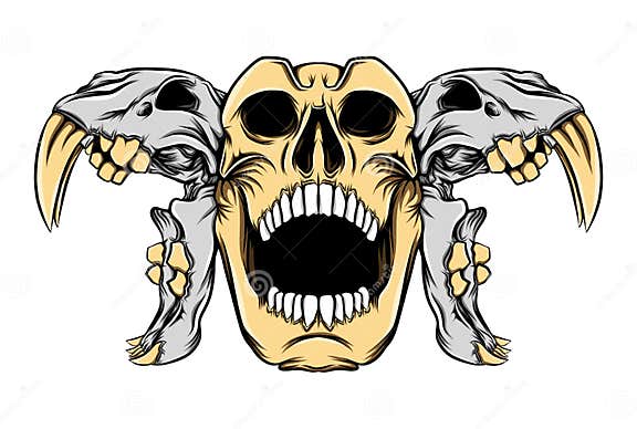 The Monster Skull with the Long and Sharp Teeth and the Human Skull ...