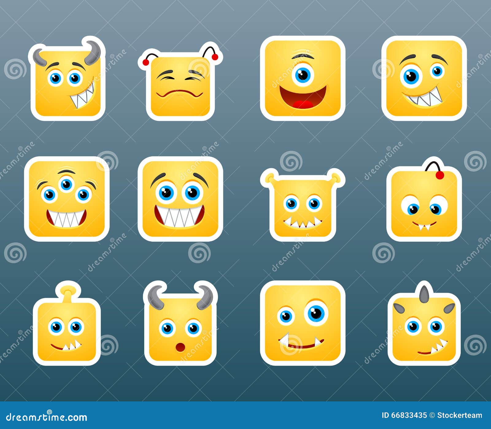 Monster smile stickers stock vector. Illustration of bizarre - 66833435