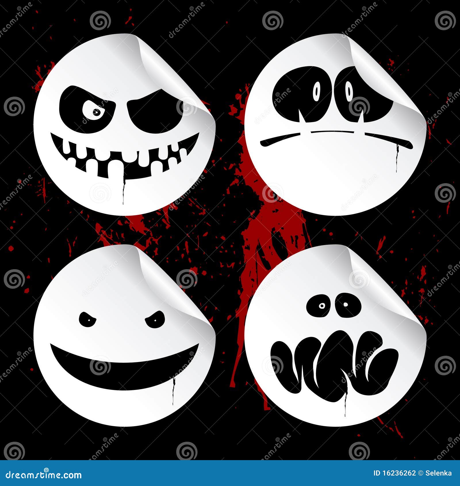 Smileys Halloween Emoji Vector Set. Smiley Emojis Horror Character Icon ...