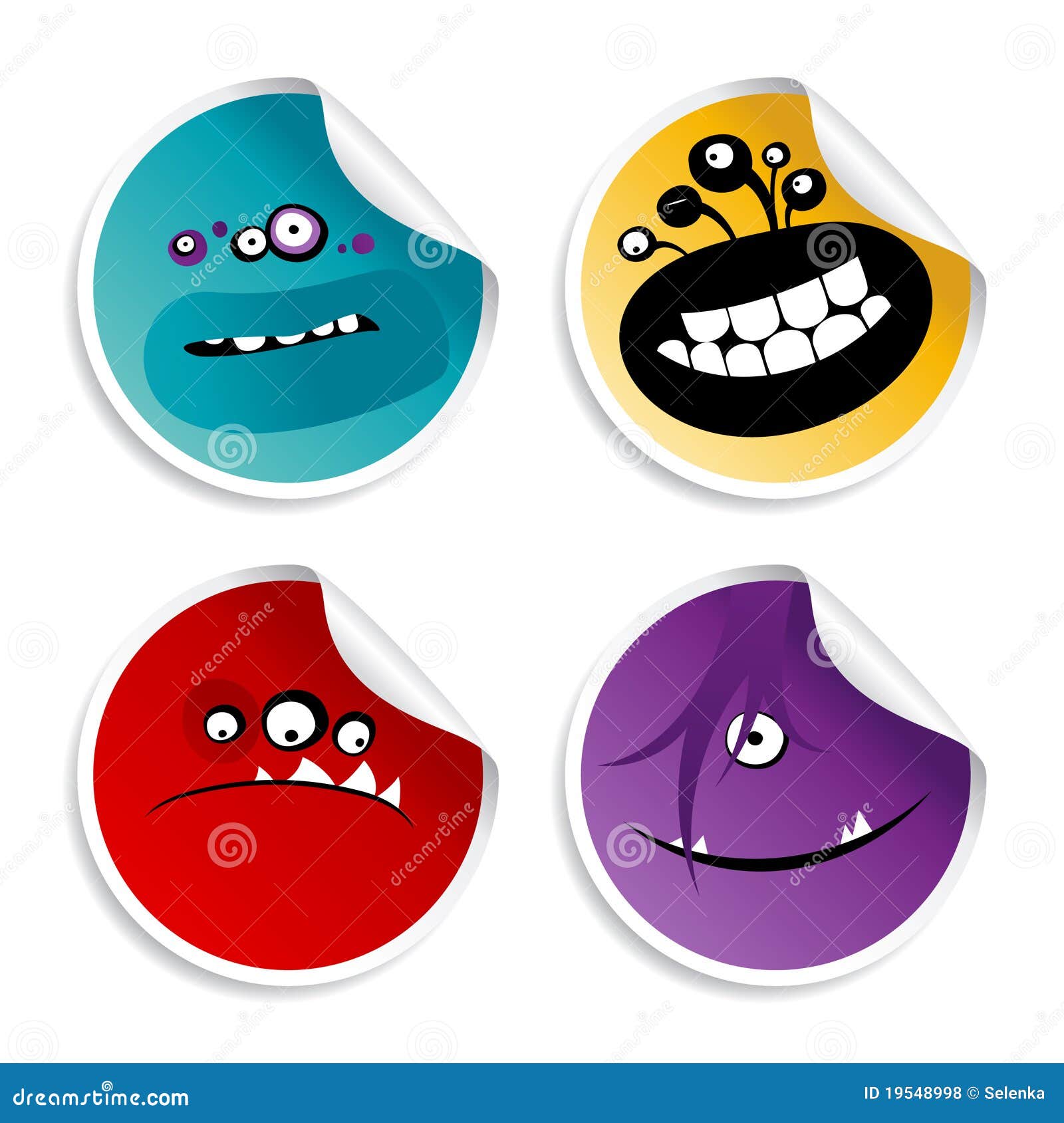 Monster Smileys, Set Vector Illustration | CartoonDealer.com #86294524