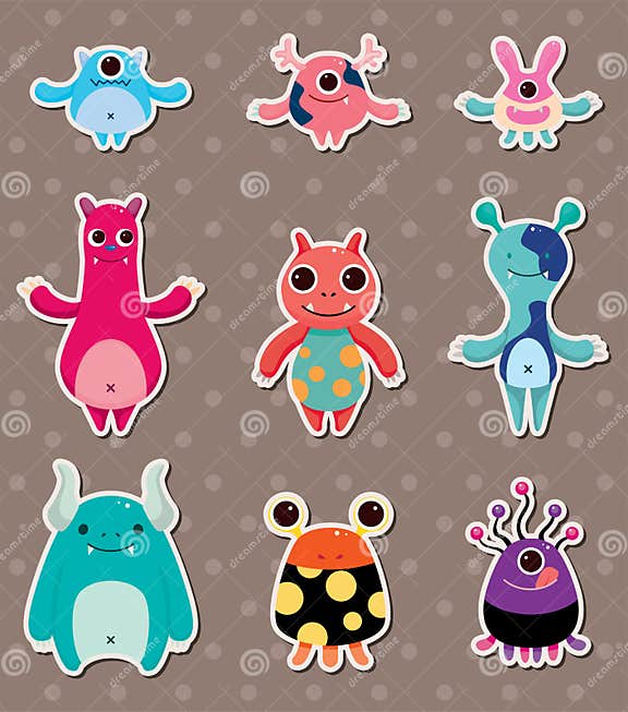 Monster stickers stock vector. Illustration of fairycake - 25061648