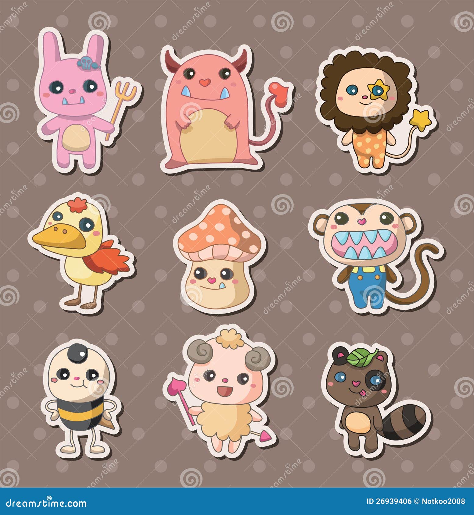 Monster stickers stock vector. Illustration of cartoon - 26939406