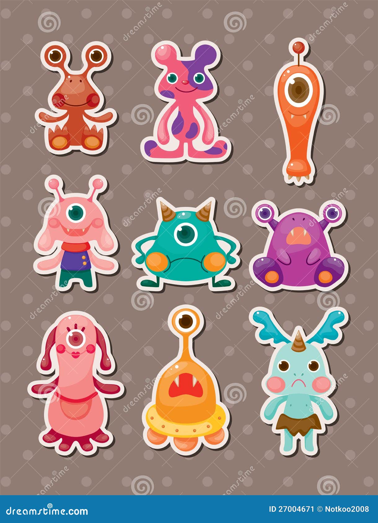 Monster stickers stock vector. Illustration of cartoon - 27004671