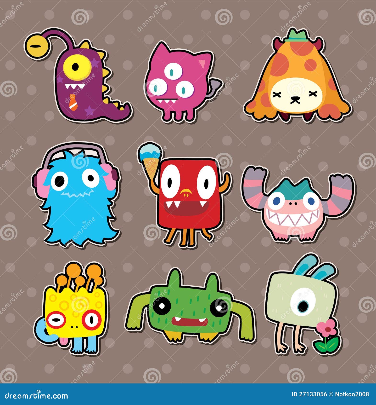 Monster stickers stock vector. Illustration of food, dessert - 27133056