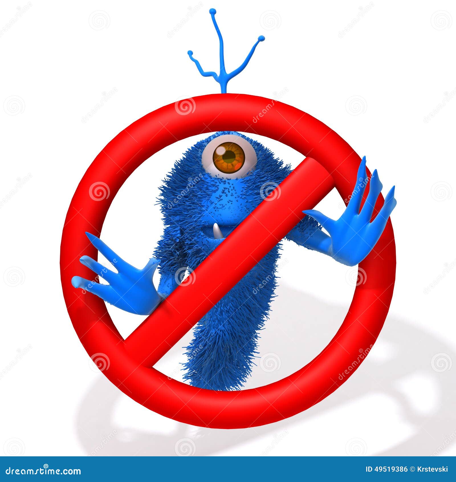 Monster with a Stop Sign 3d Illustration Stock Illustration ...