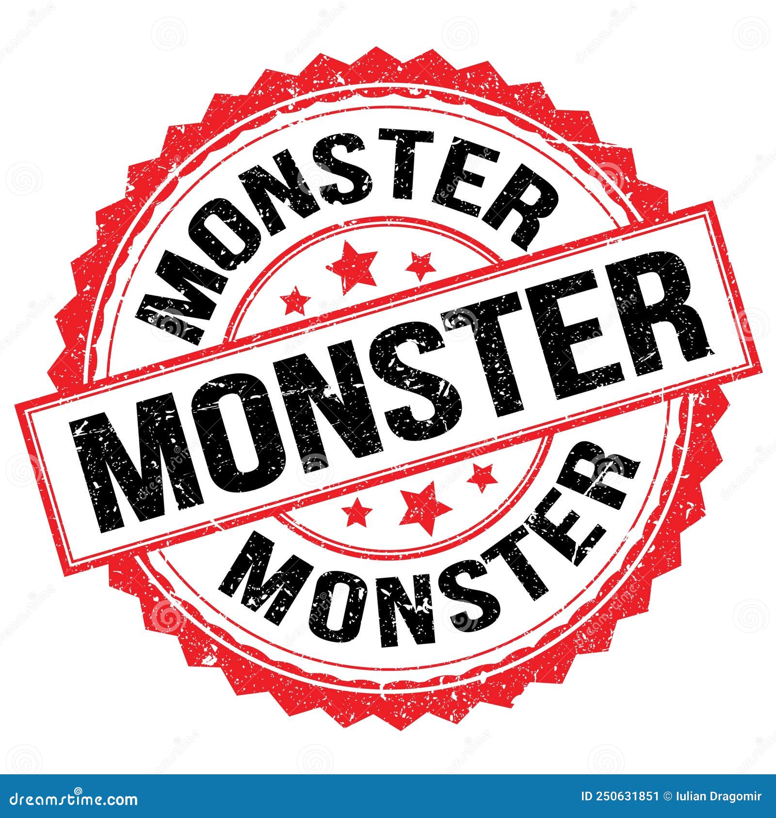 MONSTER Text on Red-black Round Stamp Sign Stock Illustration ...