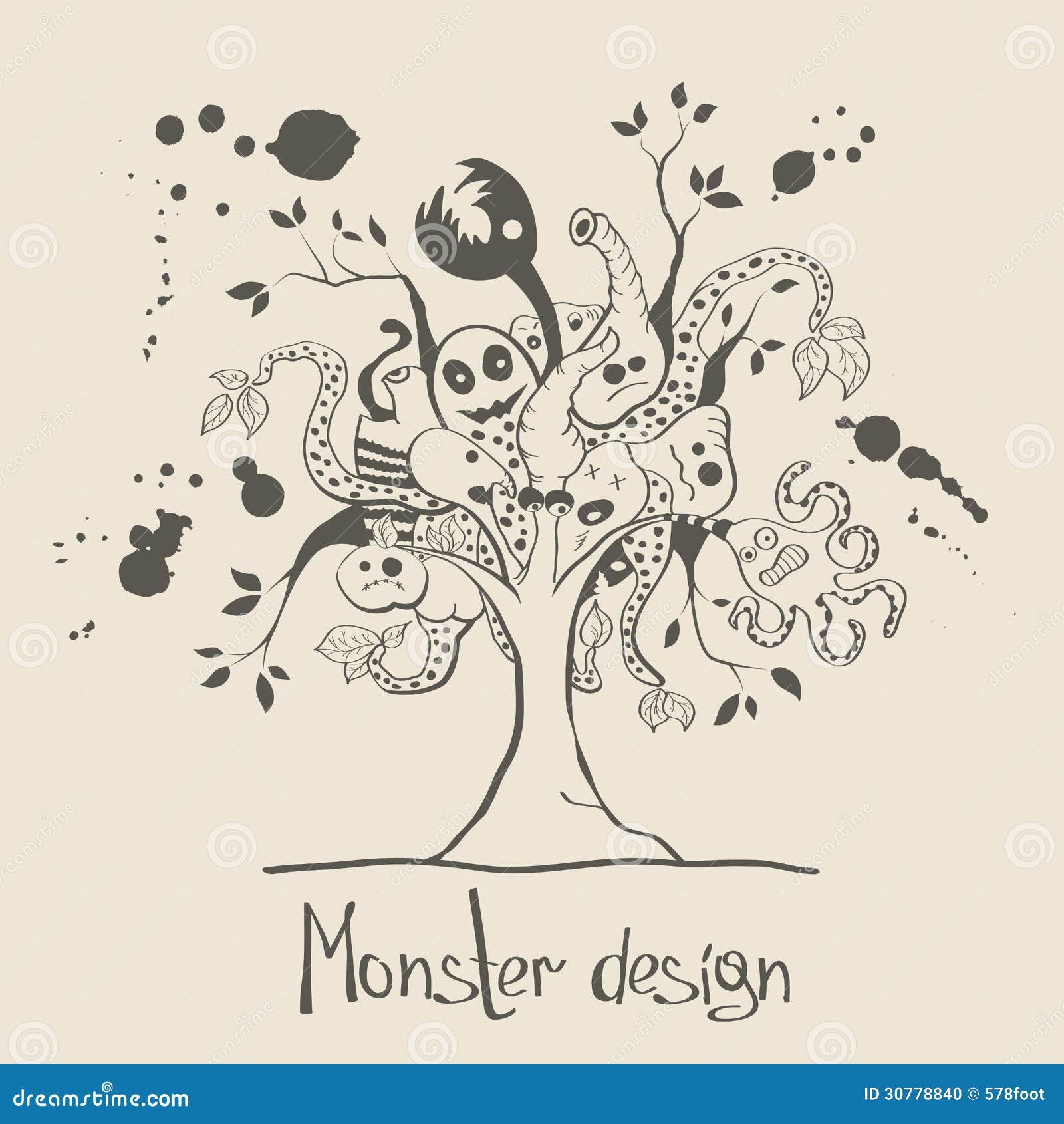 Monster tree stock vector. Illustration of humor, alien - 30778840