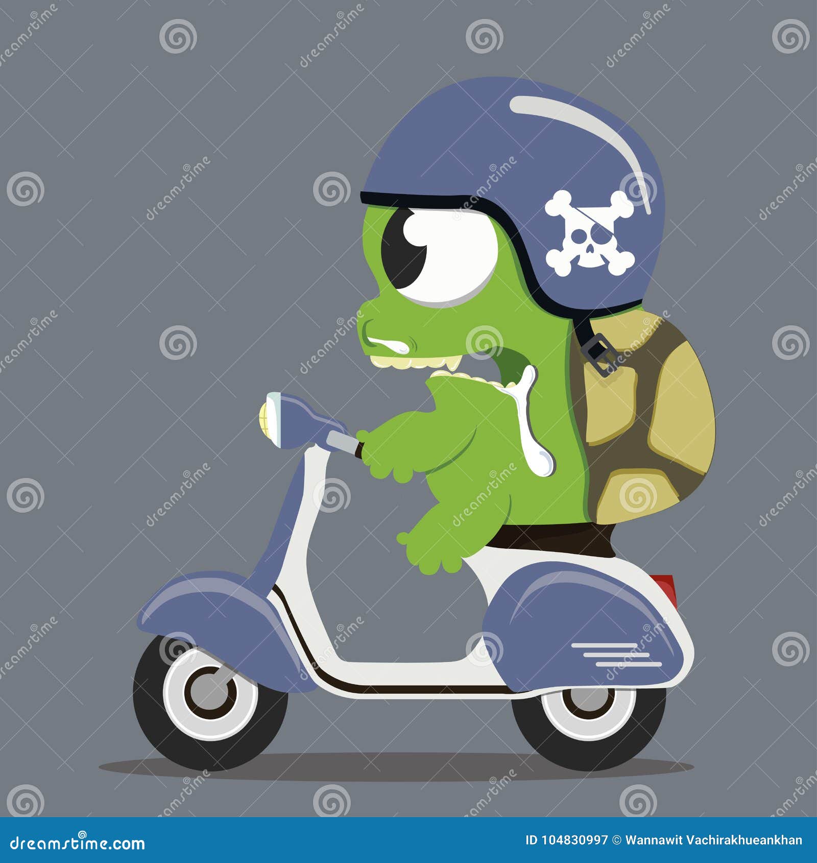 Monster Turtle on Motorcycle Stock Vector - Illustration of cheerful ...