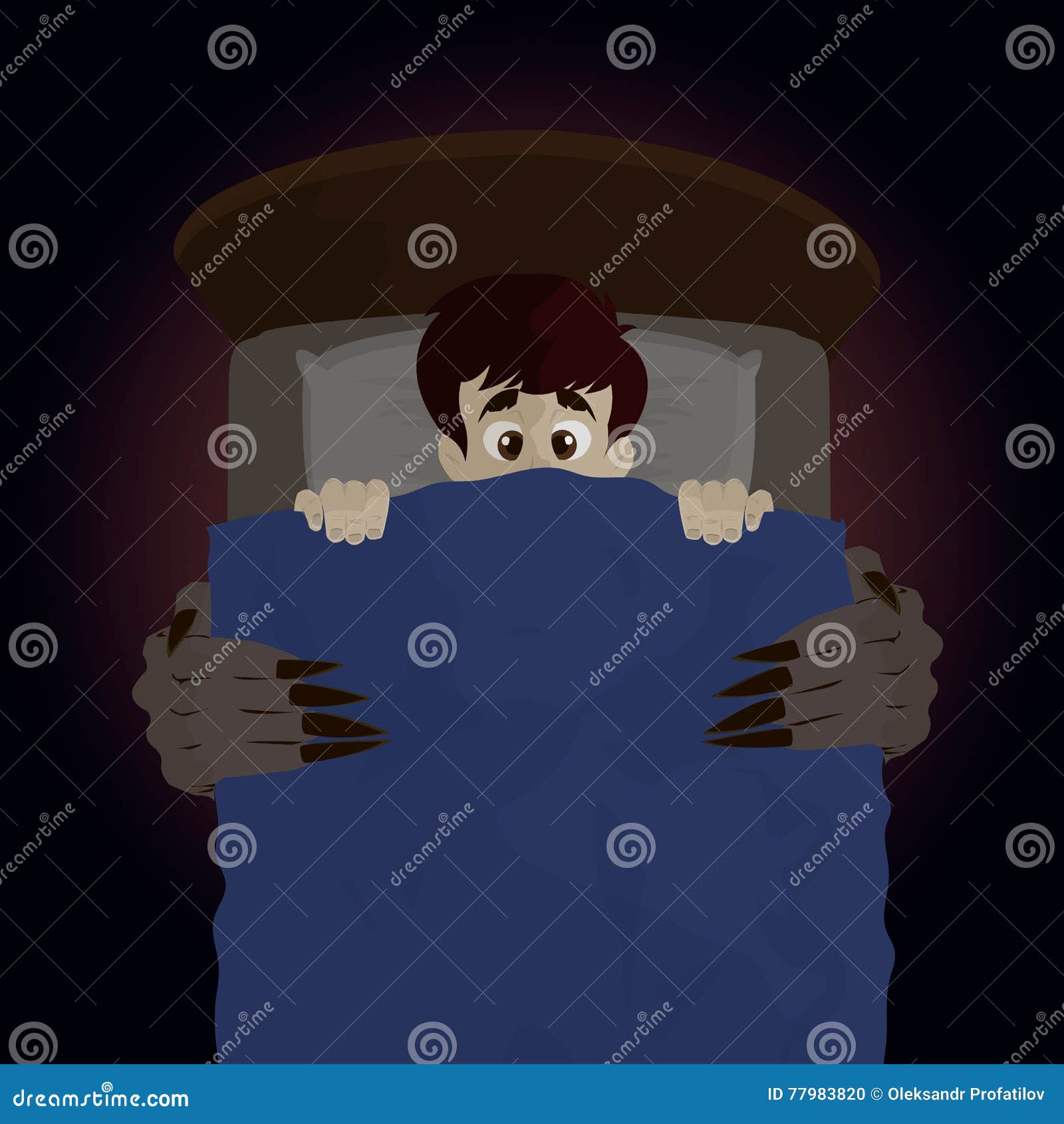 The Monster from Under the Bed. Stock Vector - Illustration of pillow ...