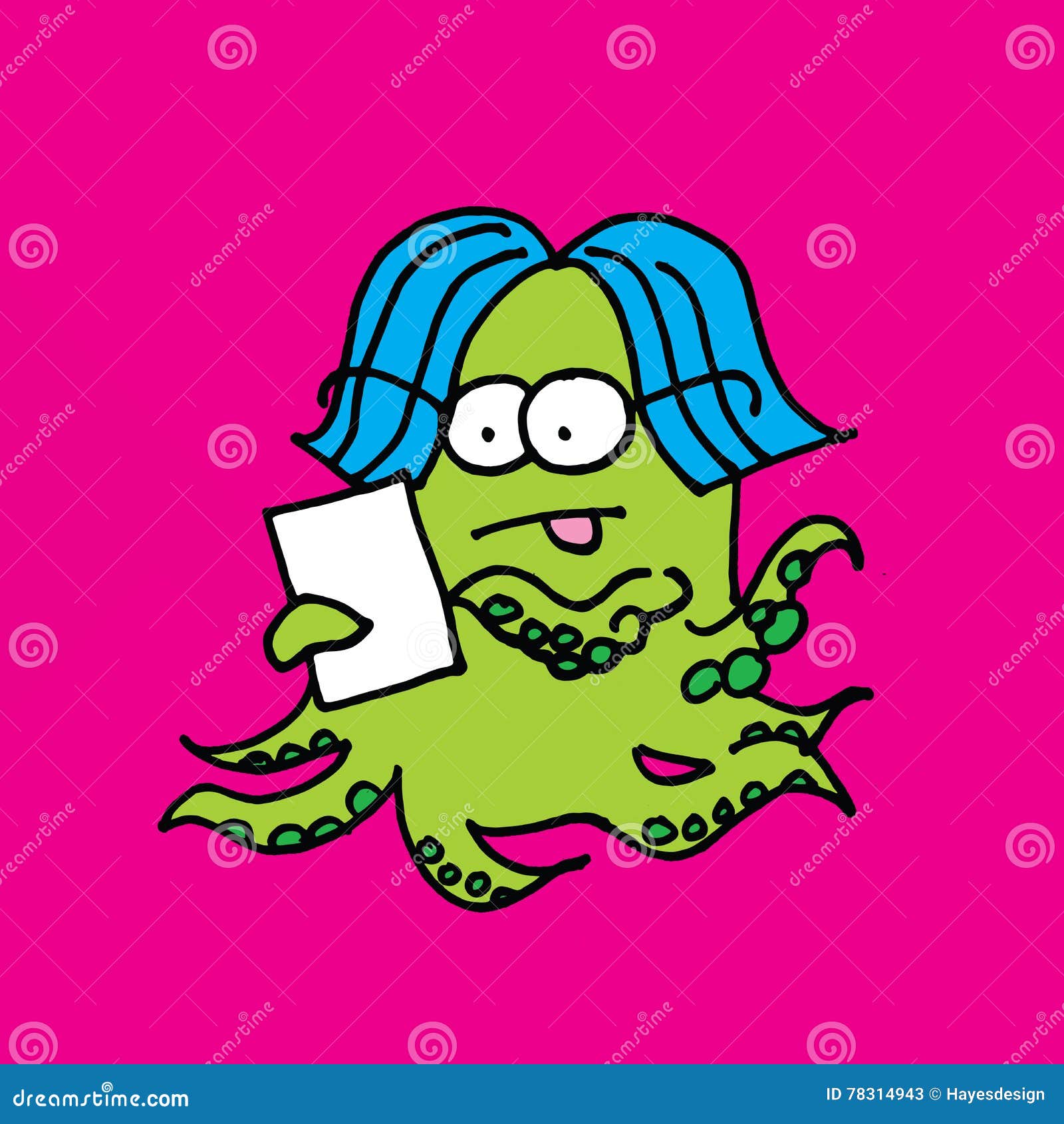 Monster Using a Computer Tablet Stock Illustration - Illustration of ...