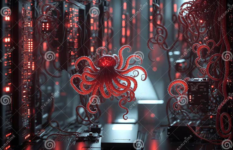 Monster Virus on a Computer Circuit Board. 3d Rendering Stock ...