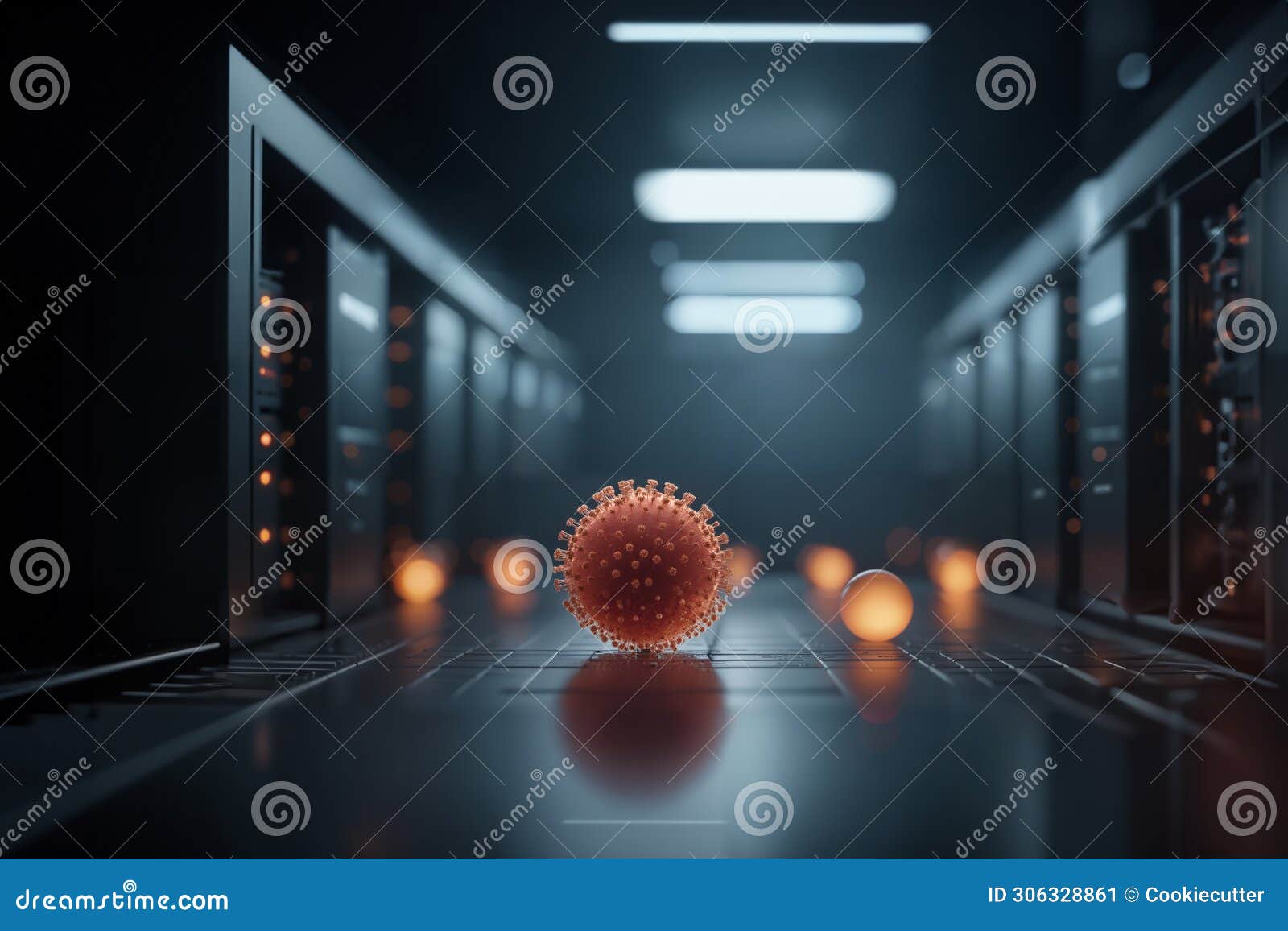 Monster Virus on a Computer Circuit Board. 3d Rendering Stock ...