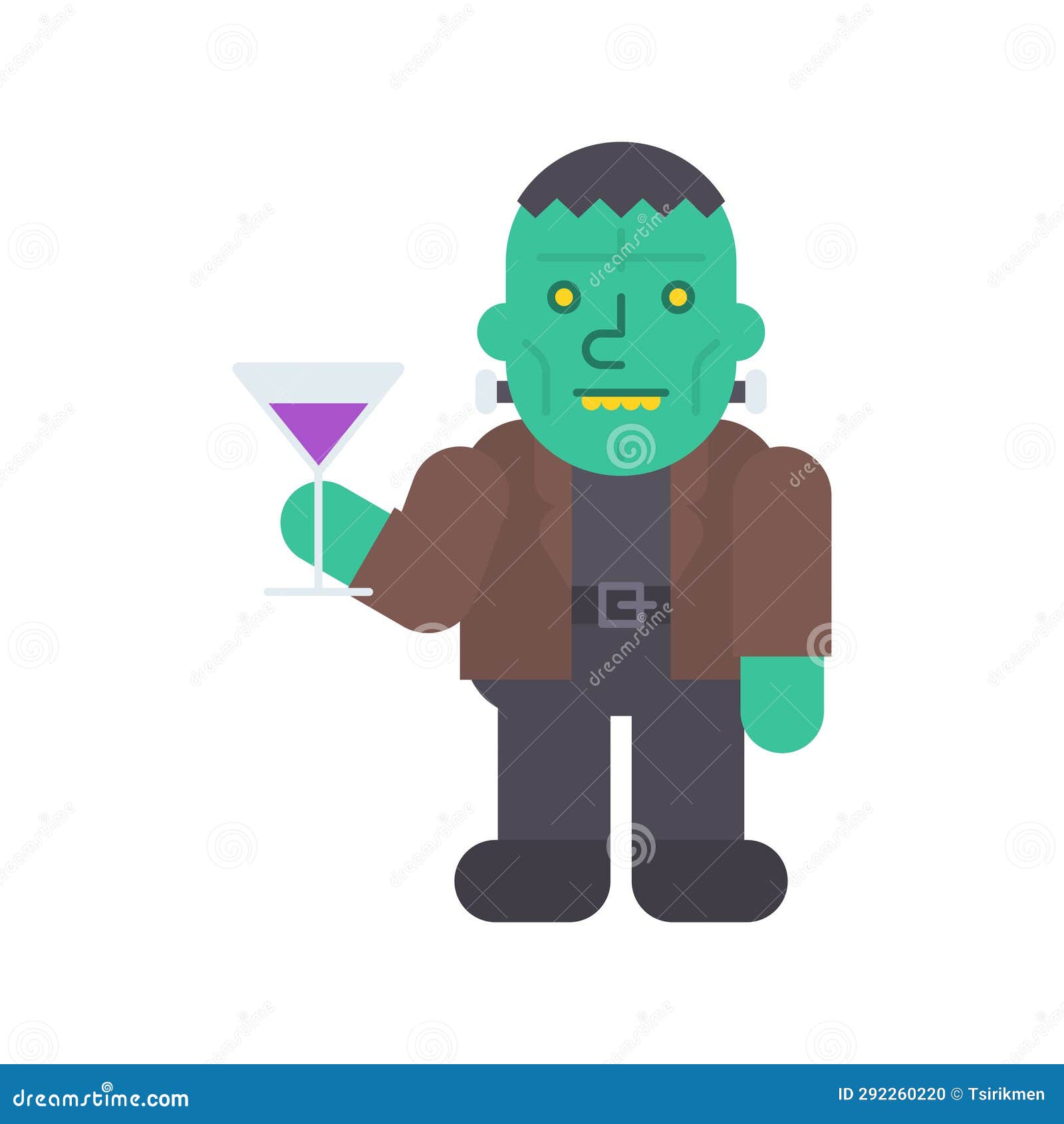 Monster with Yellow Teeth Holding Glass Stock Vector - Illustration of ...