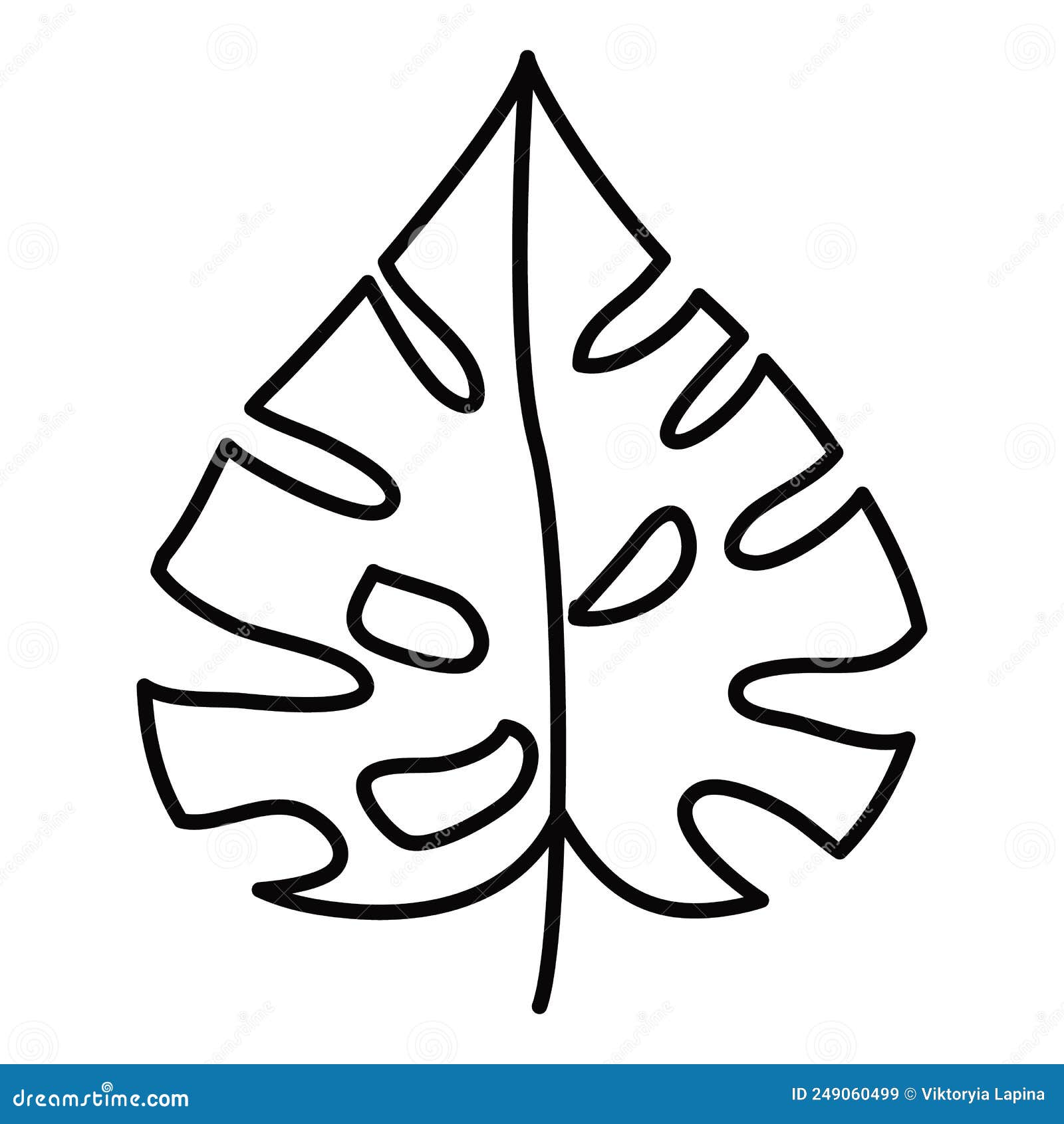 Monstera Drawn with Lines, in the Style of Line Art, Isolated on a ...