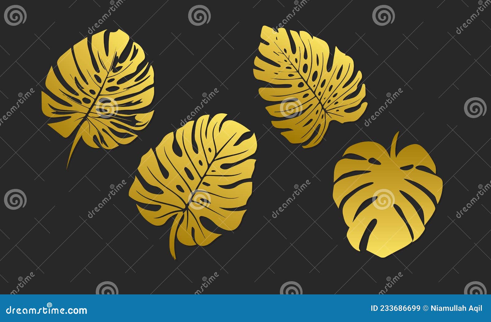 Monstera Gold stock vector. Illustration of flower, graphicdesign ...