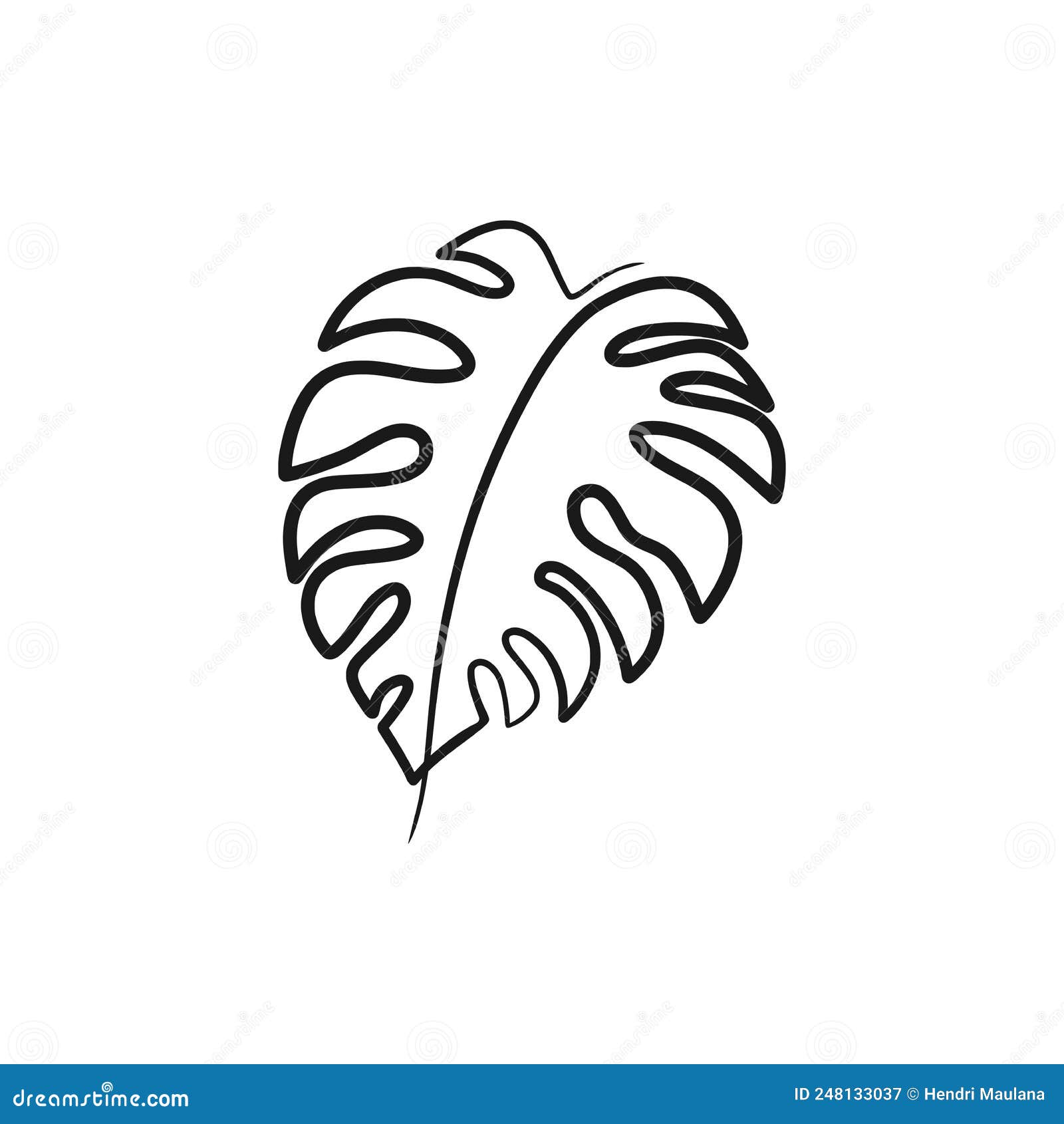 Monstera Leaf Continuous One Line Art Drawing Stock Vector ...