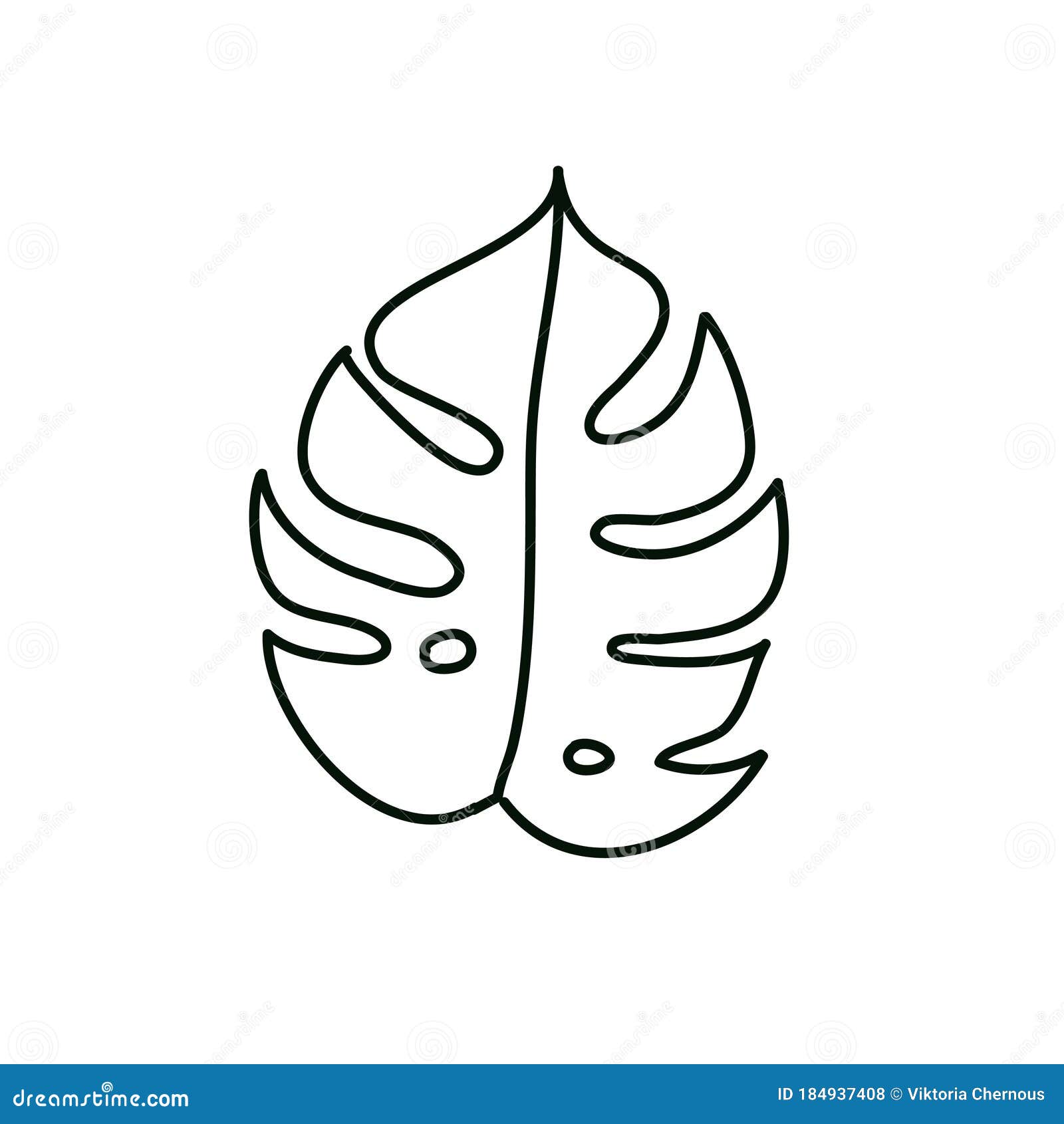 Monstera Leaf Doodle Icon, Vector Illustration Stock Illustration ...