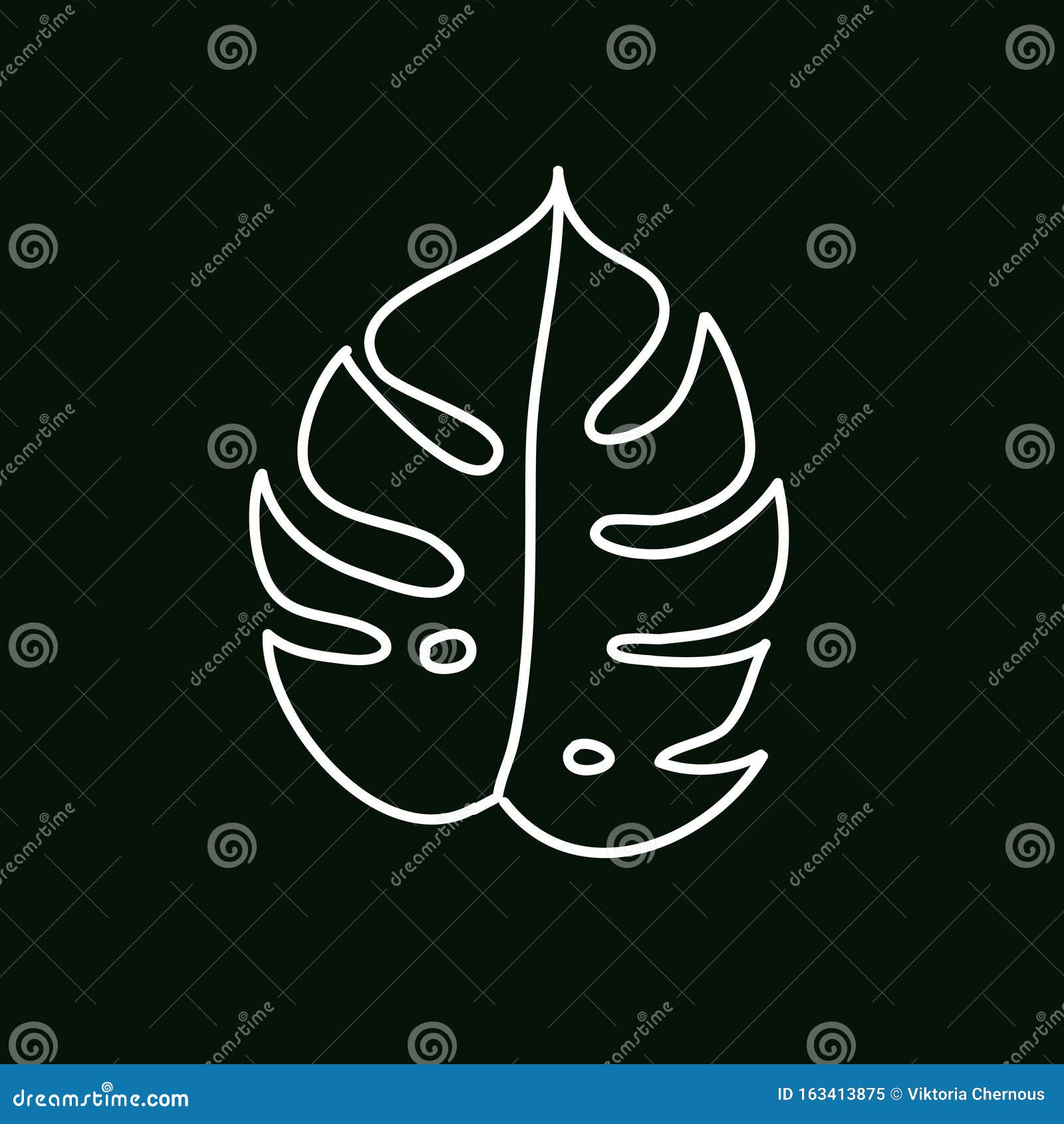 Monstera Leaf Doodle Icon, Vector Illustration Stock Illustration ...