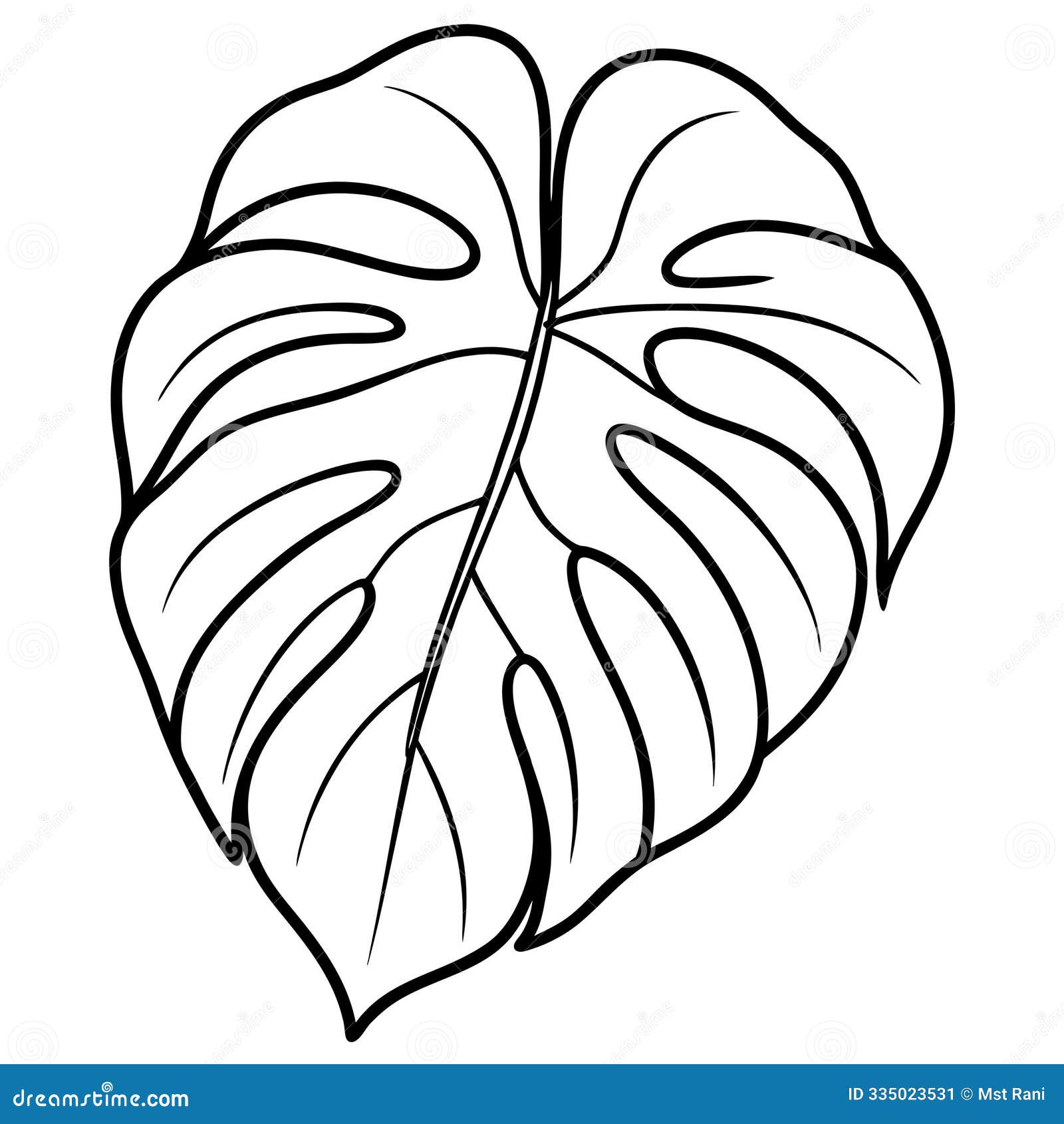 A Monstera Leaf line art stock illustration. Illustration of exotic ...