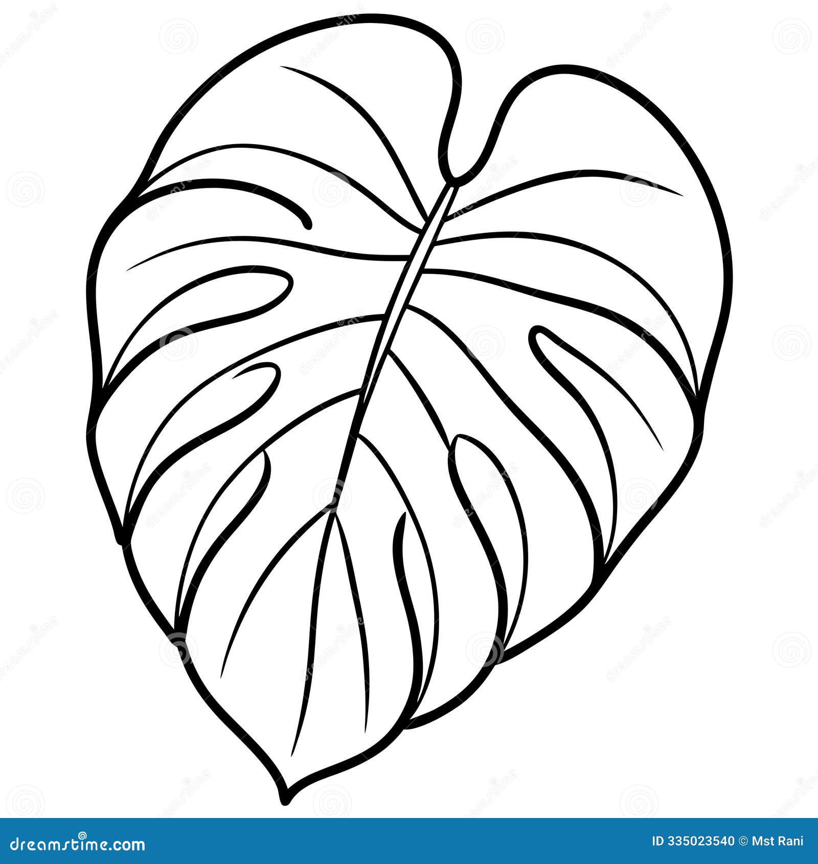 A Monstera Leaf line art stock illustration. Illustration of floral ...