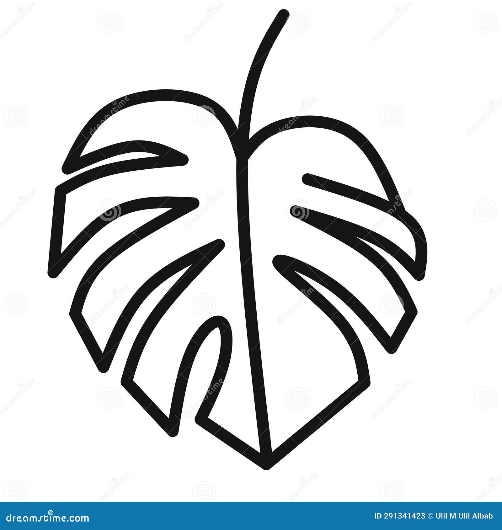 Monstera Leaf Line Art Vector Illustration. Stock Vector - Illustration ...