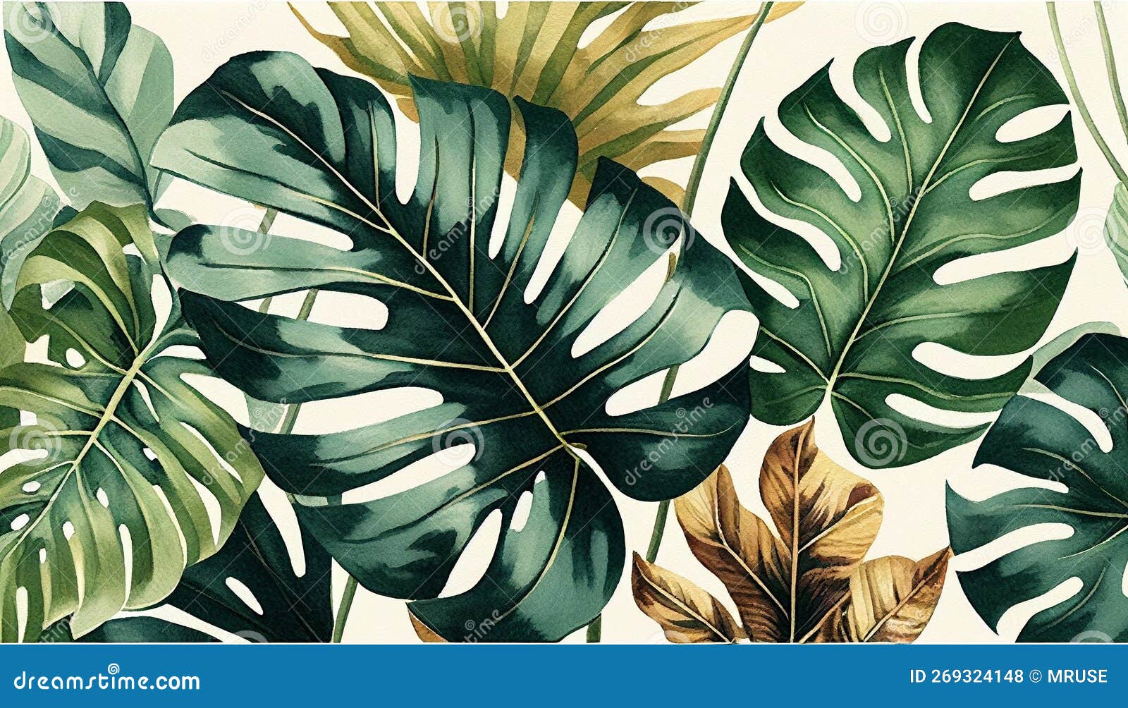 Monstera Leaf Pattern Created with Generative AI Technology Stock ...