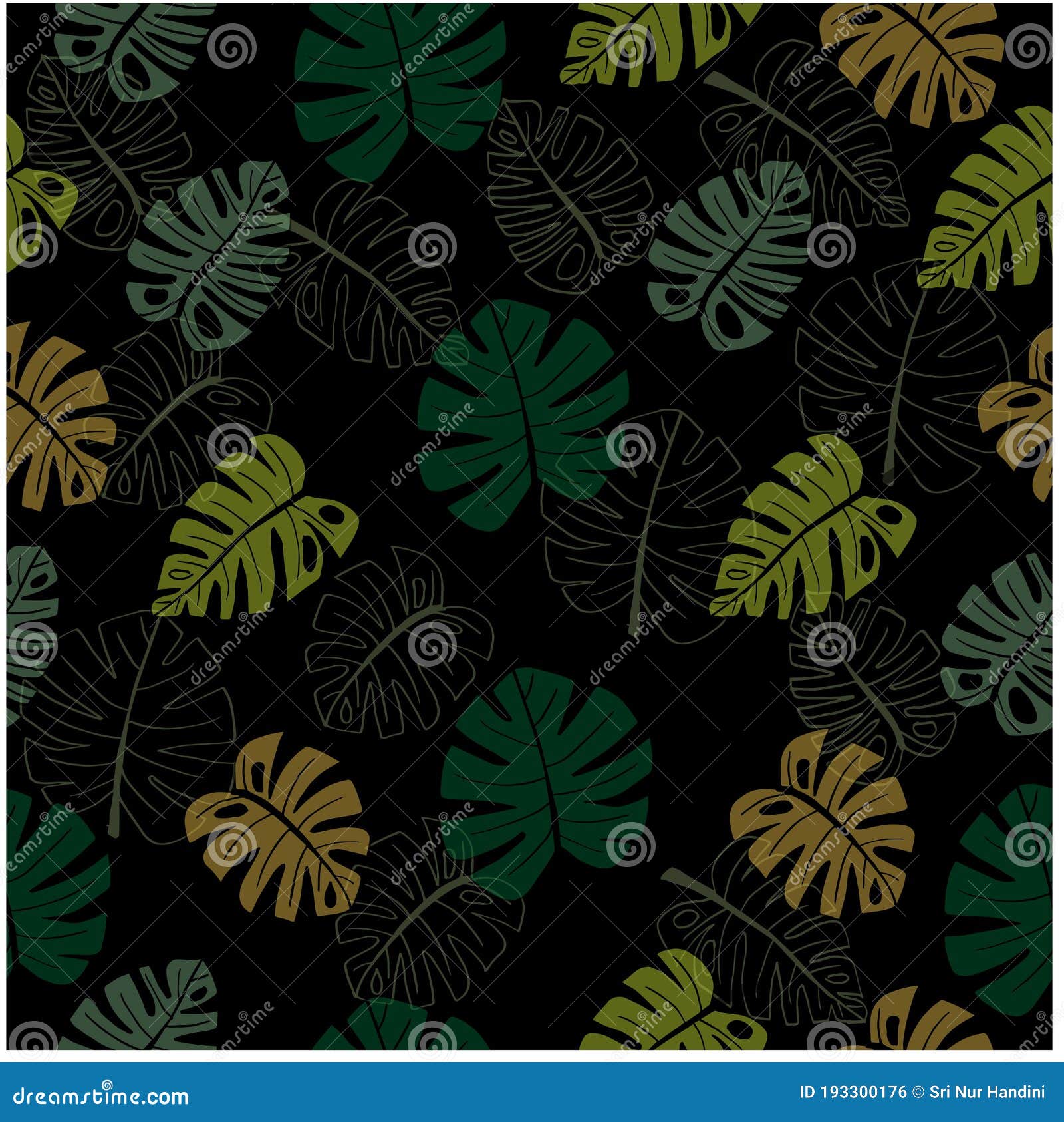 Monstera Leaf Seamless Pattern Background. Stock Vector - Illustration ...