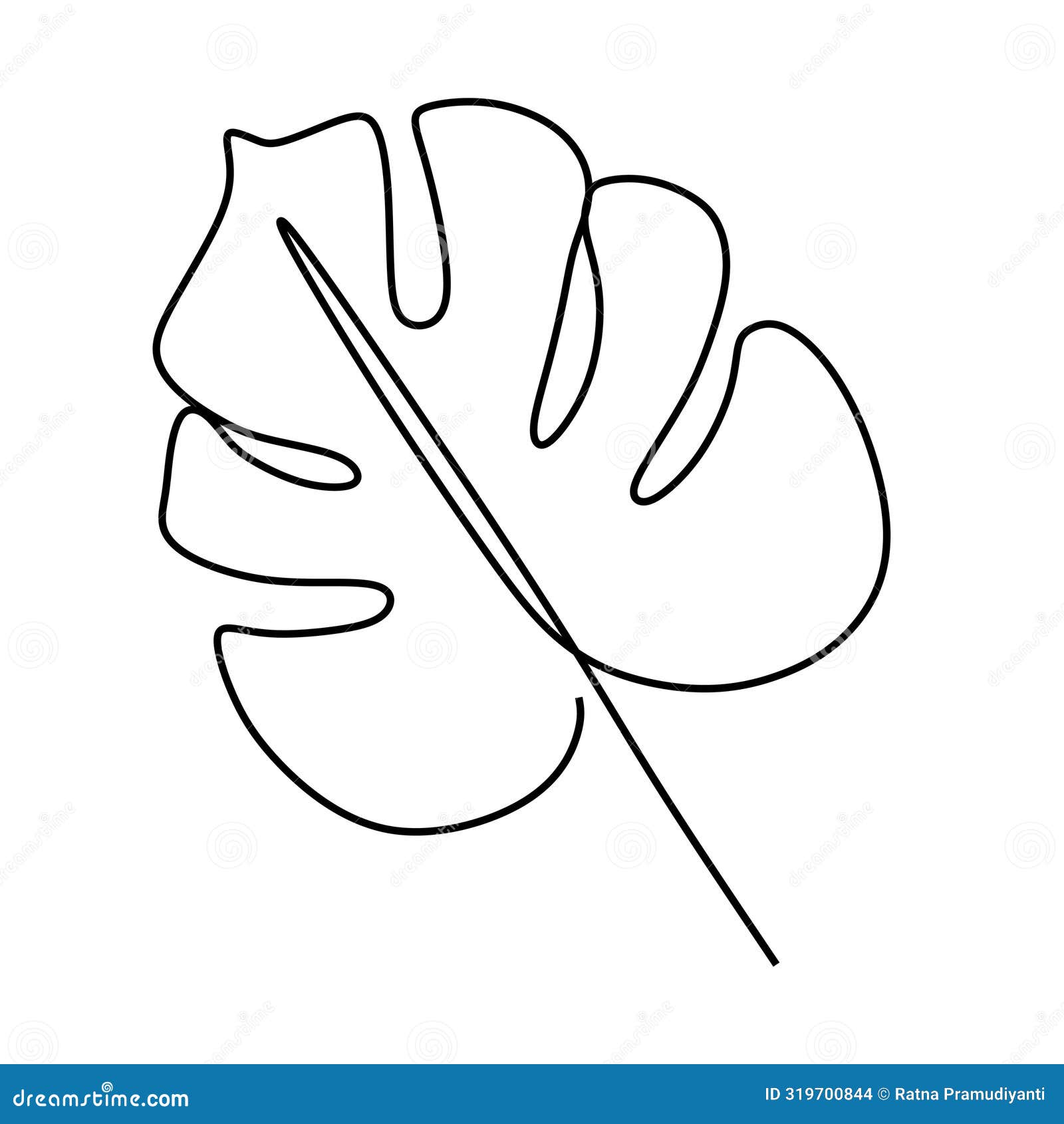 Monstera Leaf Single Line Art Drawing Stock Vector - Illustration of ...