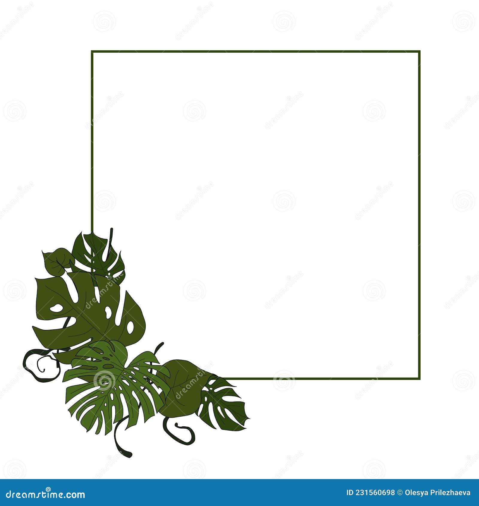 Monstera leaves frame stock vector. Illustration of elegance - 231560698