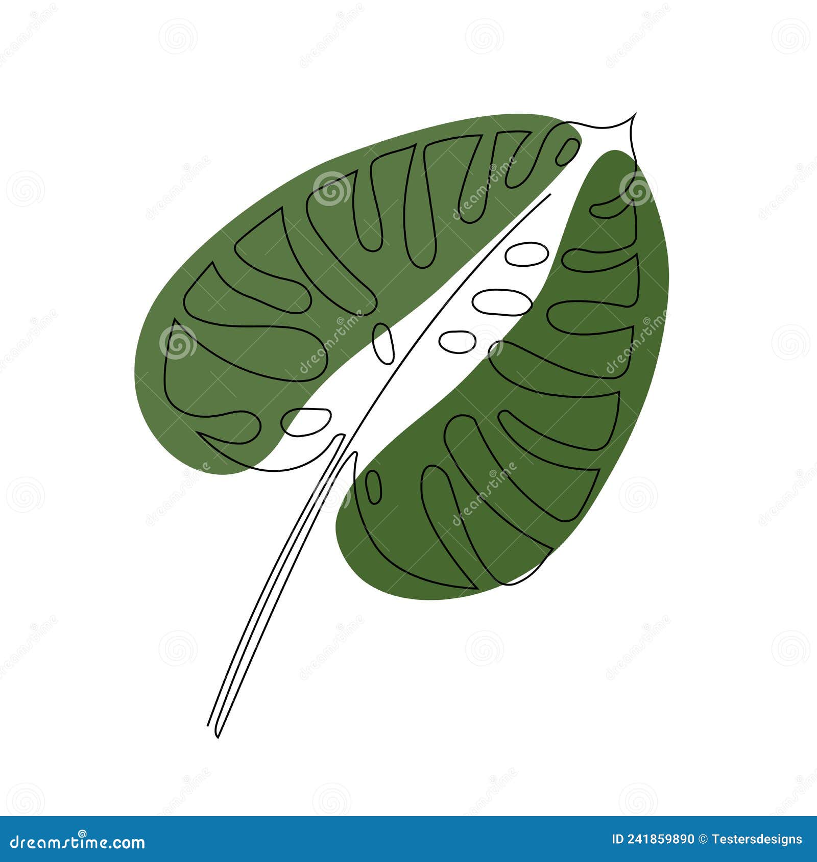 Monstera Leaves One Line Drawing Art. Continuous Line Style. Abstract ...
