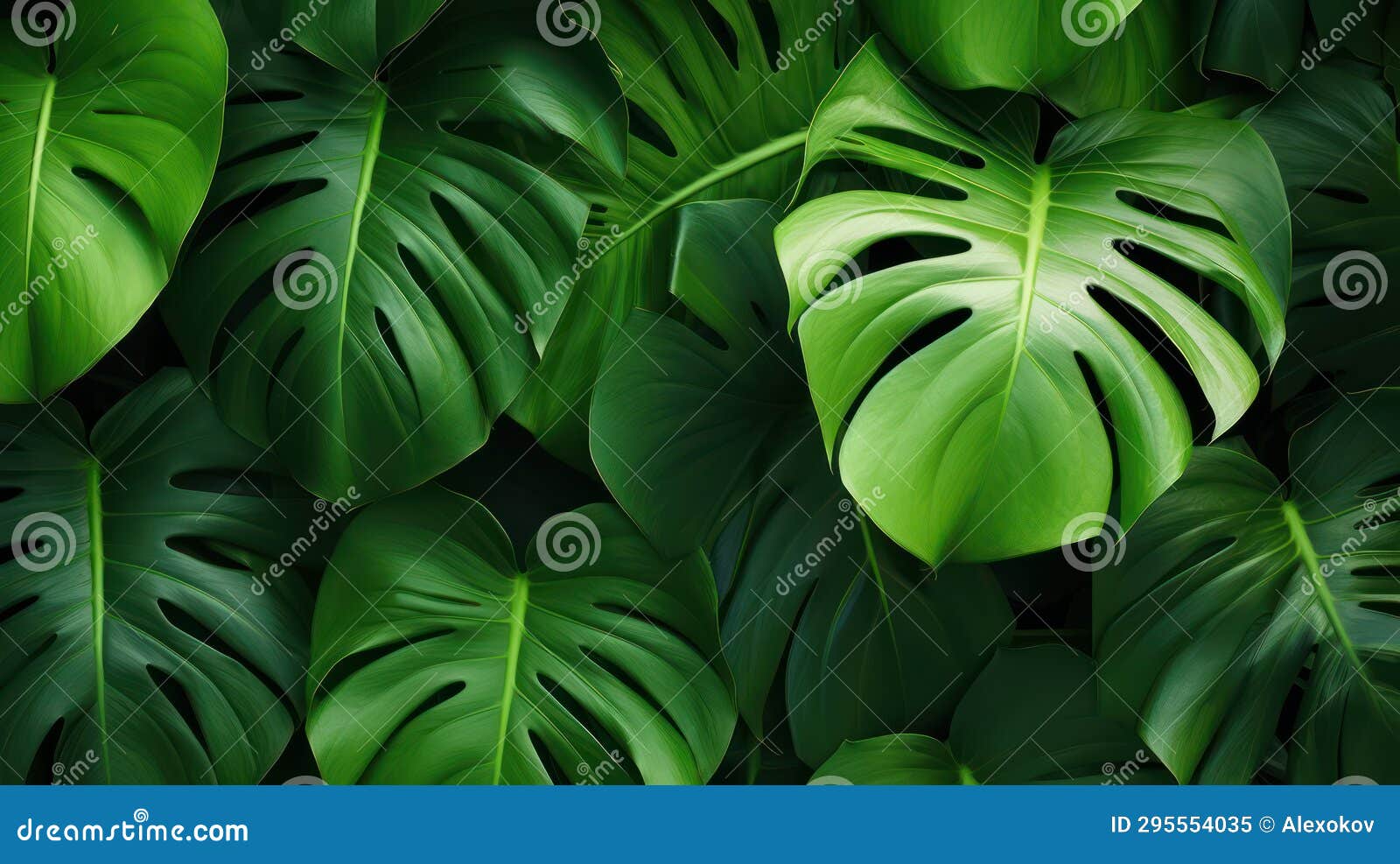 Monstera Leaves Seamless Pattern, Vector Background. Realistic Monstera ...