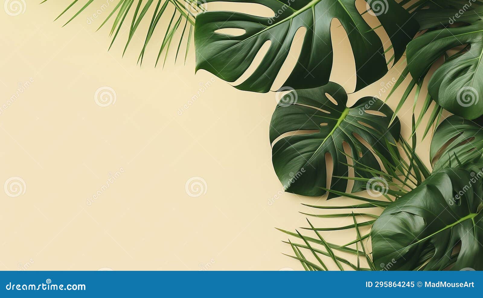 Monstera Leaves Top View. Beautiful Plant Background Stock Illustration ...