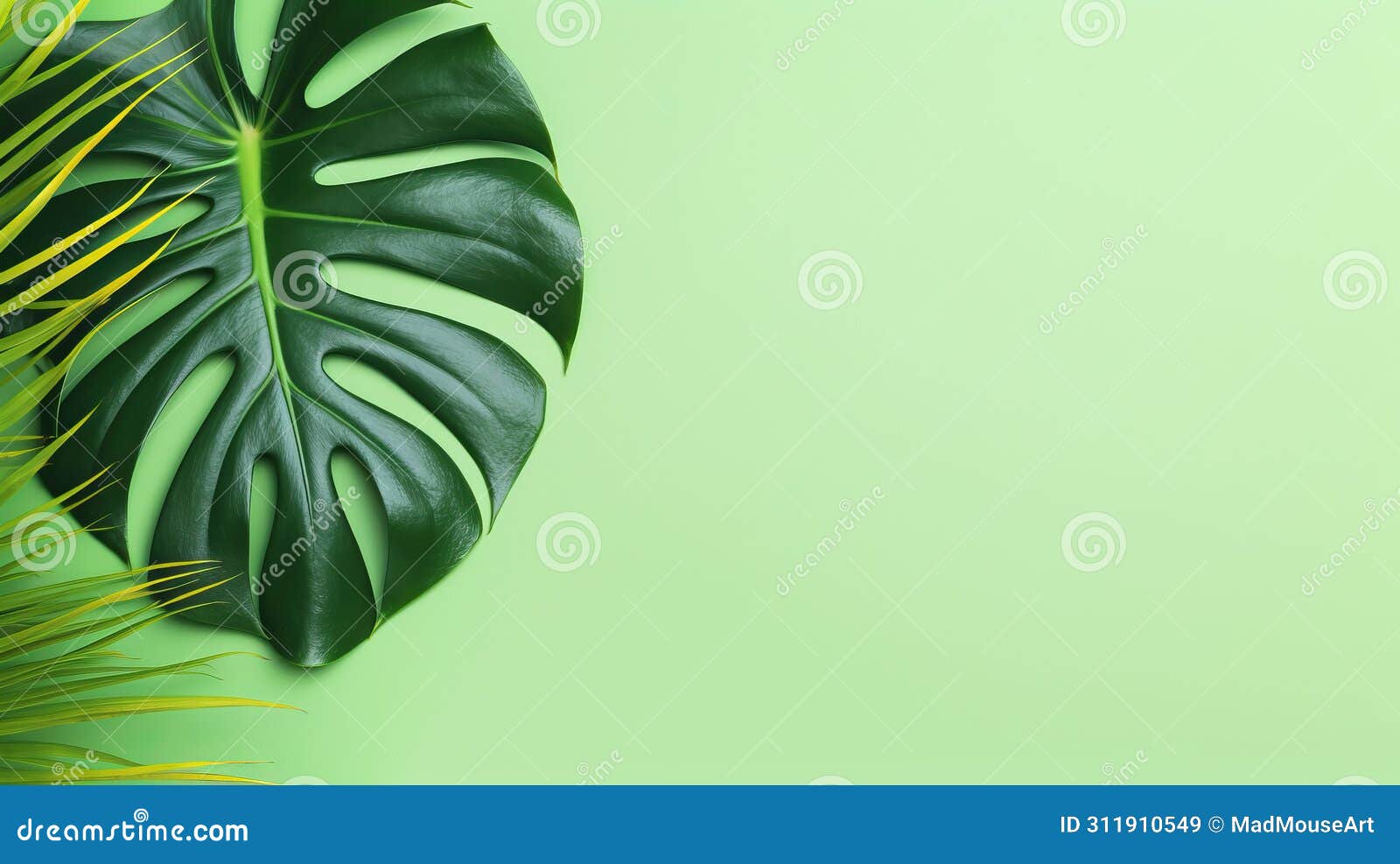 Monstera Leaves Top View. Beautiful Plant Background Stock Illustration ...