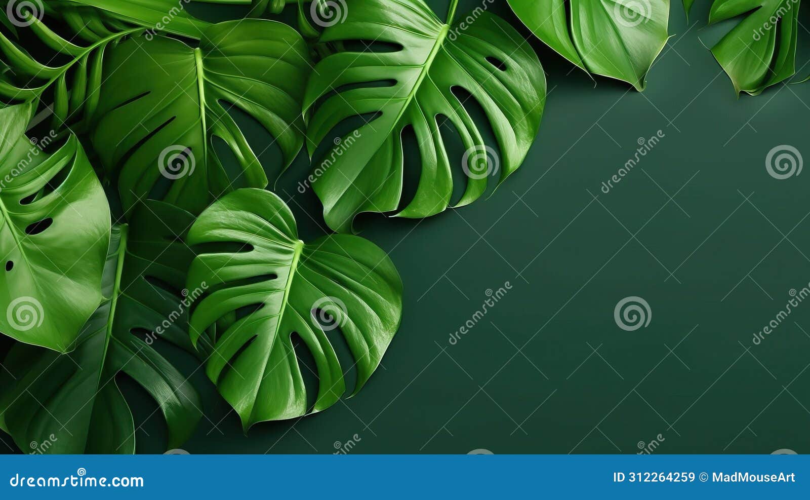 Monstera Leaves Top View. Beautiful Plant Background Stock Illustration ...