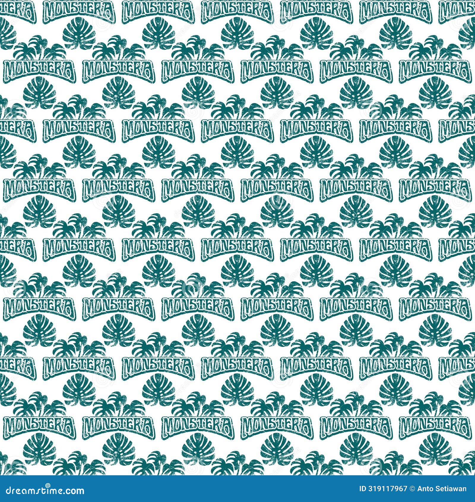 Monstera Logo Seamless Pattern. Monstera Background Stock Vector ...
