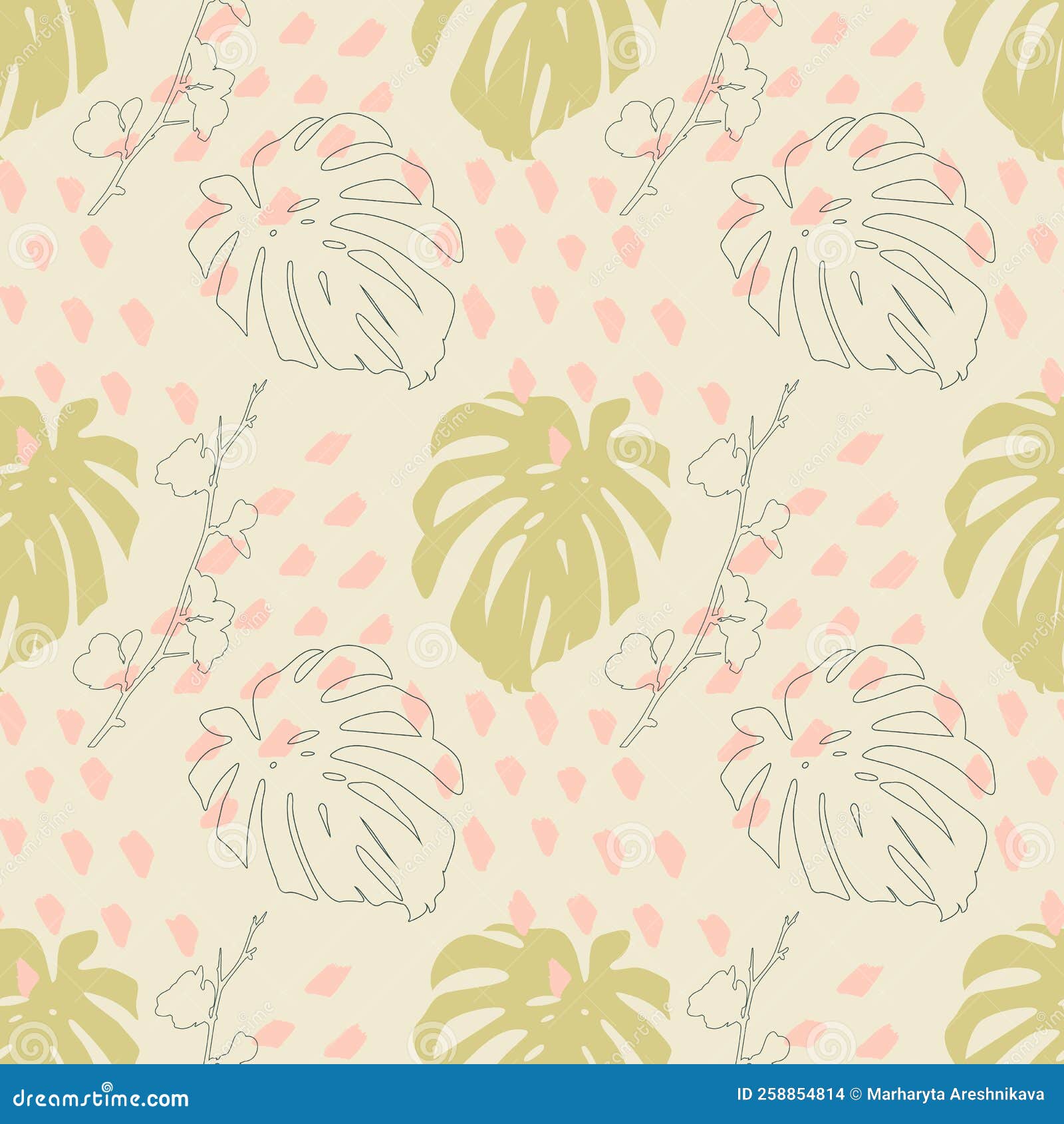 Monstera Pattern Tropic Abstract , Pastel Colors. Stock Vector ...