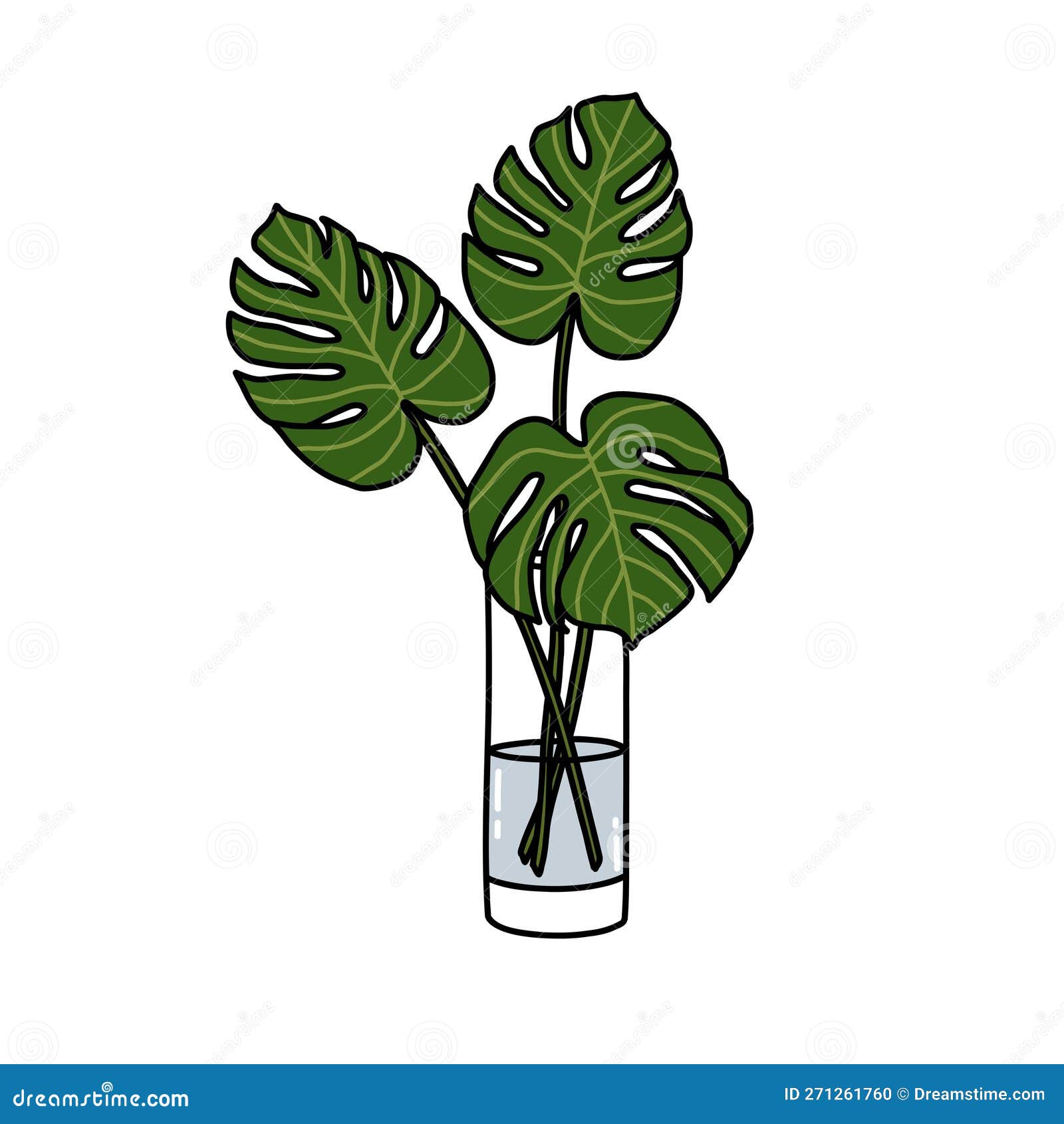 Monstera Plant Doodle Icon, Vector Color Line Illustration Stock Vector ...