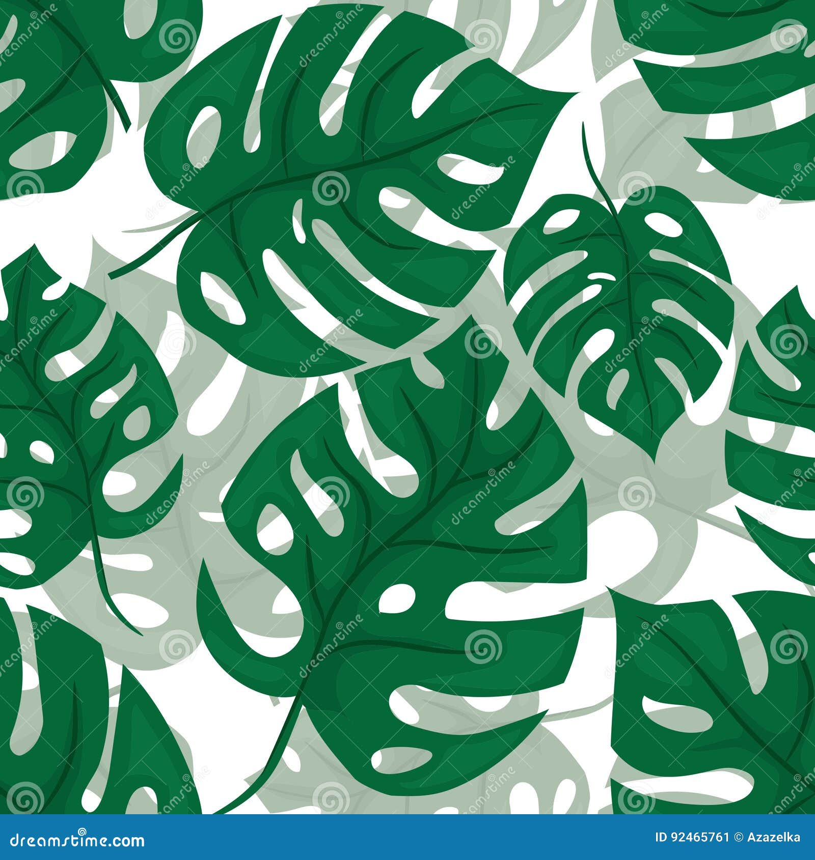 Monstera Seamless Beckground. Tiled Green Jungle Pattern Stock Vector ...