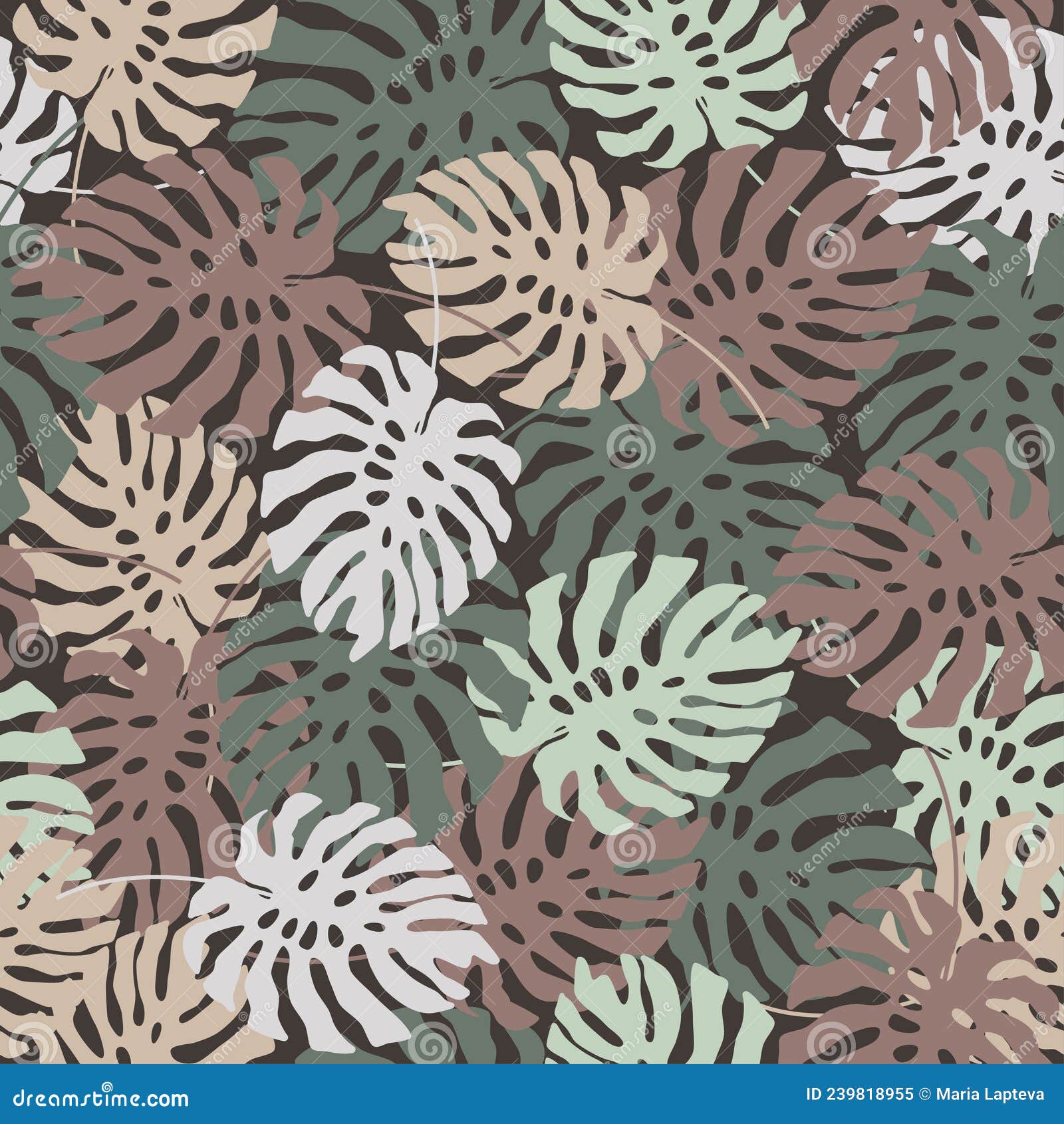 Monstera Seamless Pattern Vector Illustration for Fabric and Printing ...