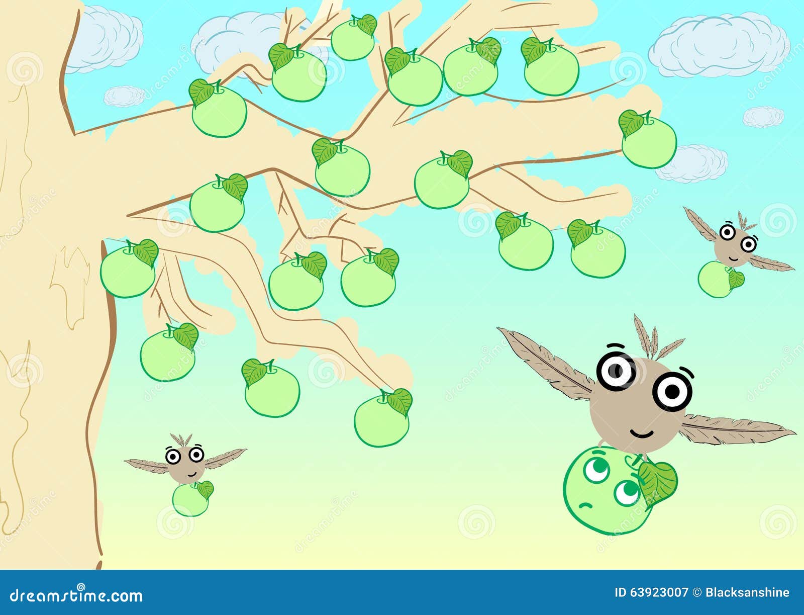 Monsters And Apple-tree Cartoon Vector | CartoonDealer.com #63923007