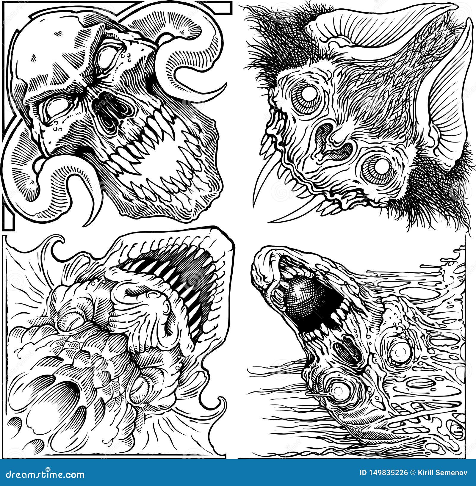 Monsters stock vector. Illustration of evil, corner - 149835226