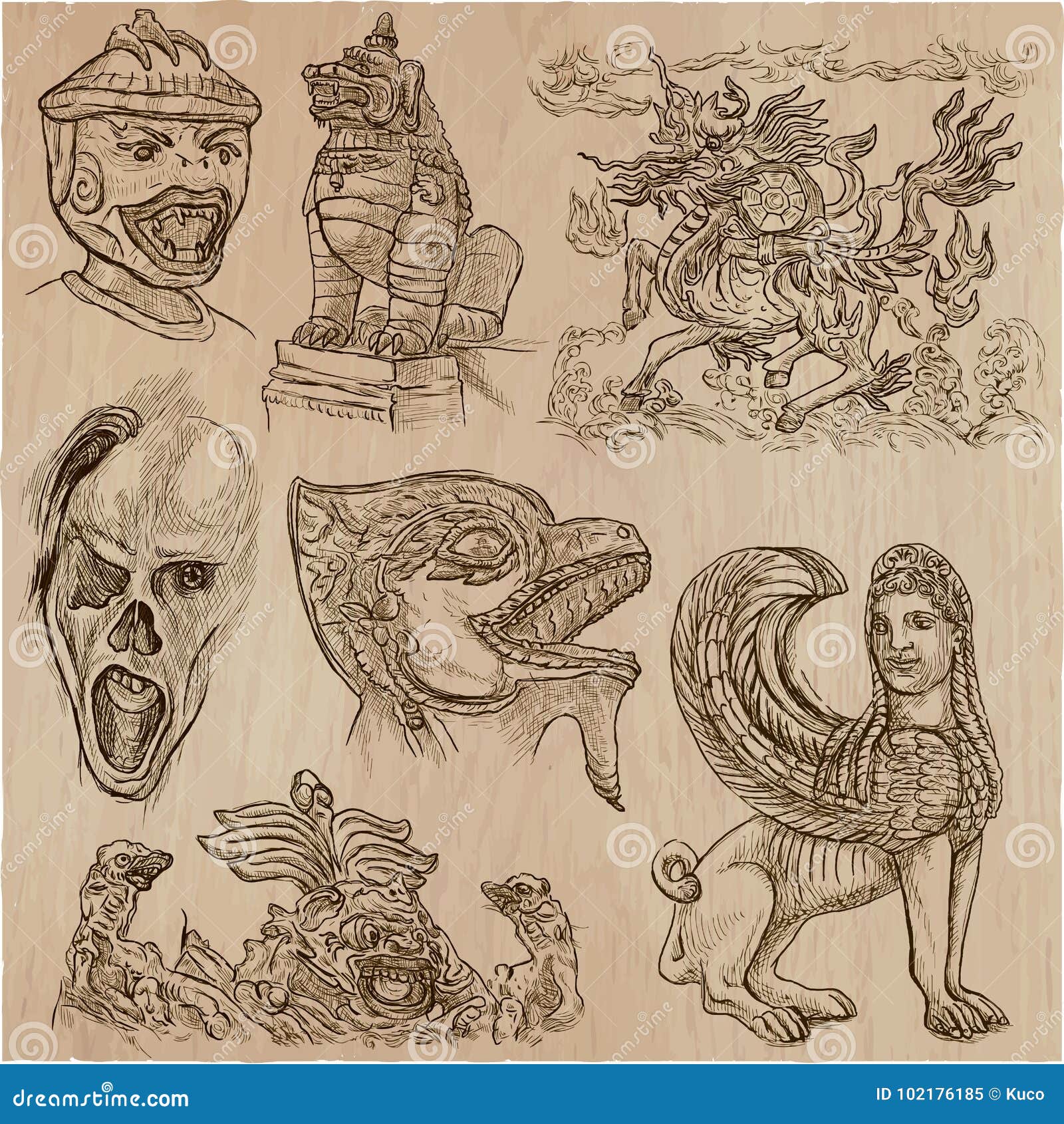 Monsters - an Hand Drawn Vector Collection Stock Vector - Illustration ...