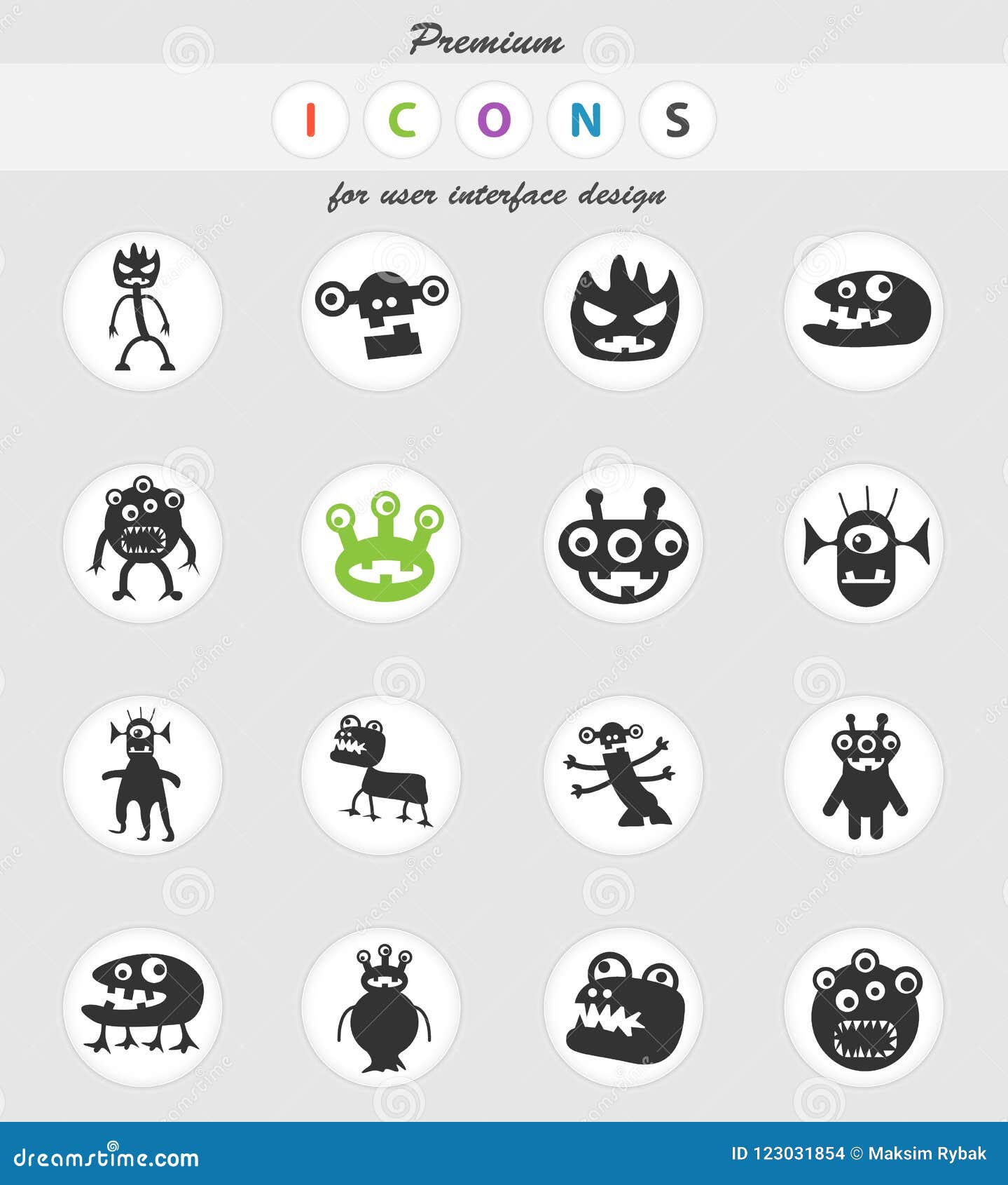 Monsters icon set stock vector. Illustration of shadow - 123031854