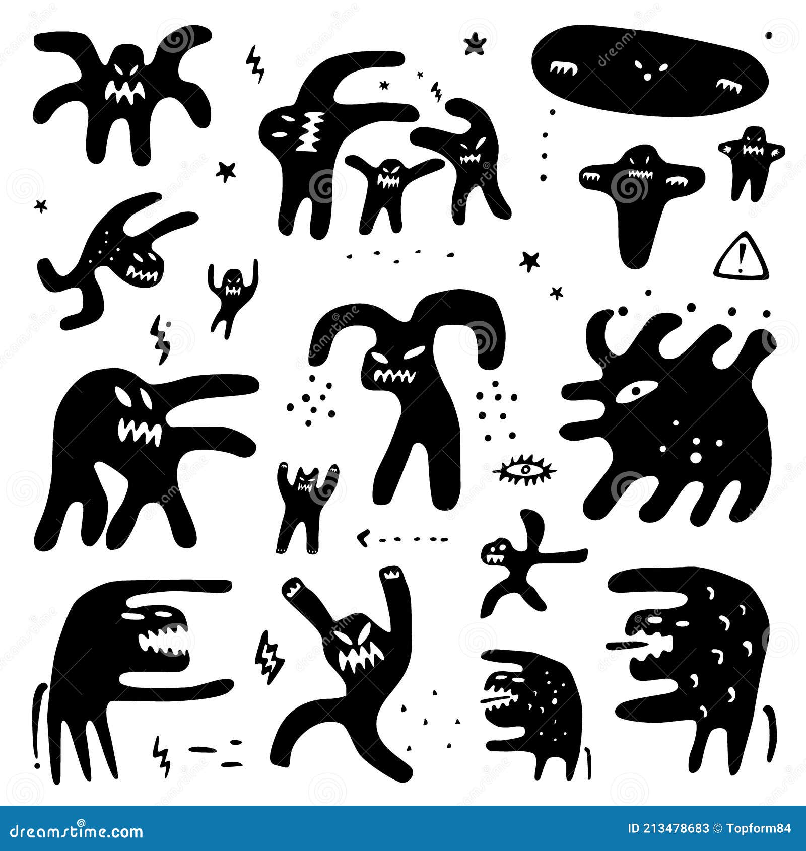 Monsters Microbes Graphic Doodle Set, Vector Illustration Stock Vector ...