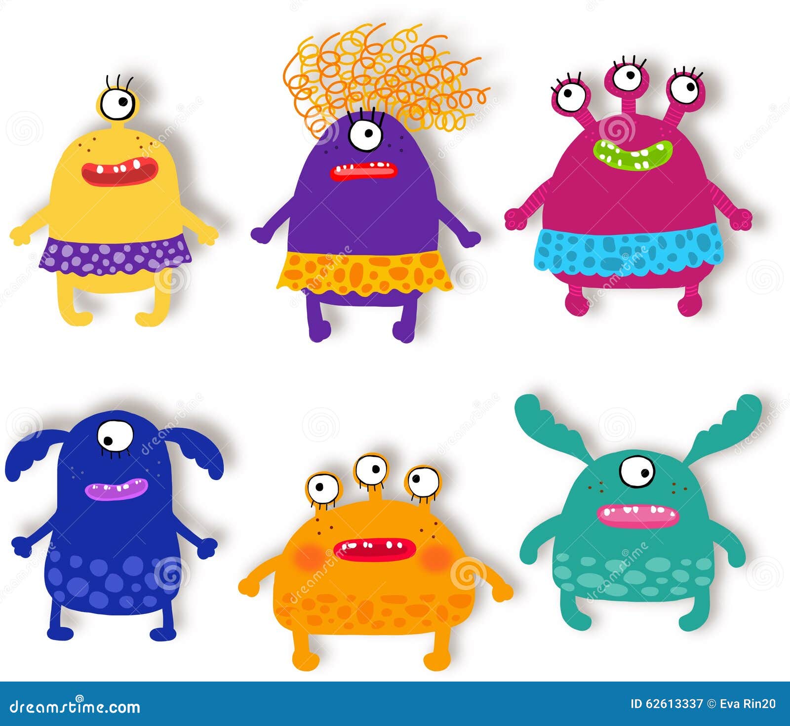 Monsters Pets Collection. Cartoon Characters Over White Stock ...